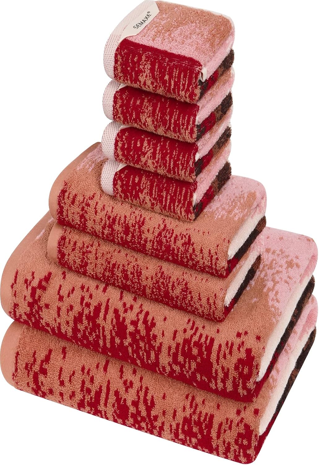 Amazon.com: SEMAXE Pattern Towel Set, 100% Cotton Yarn Jacquard ...