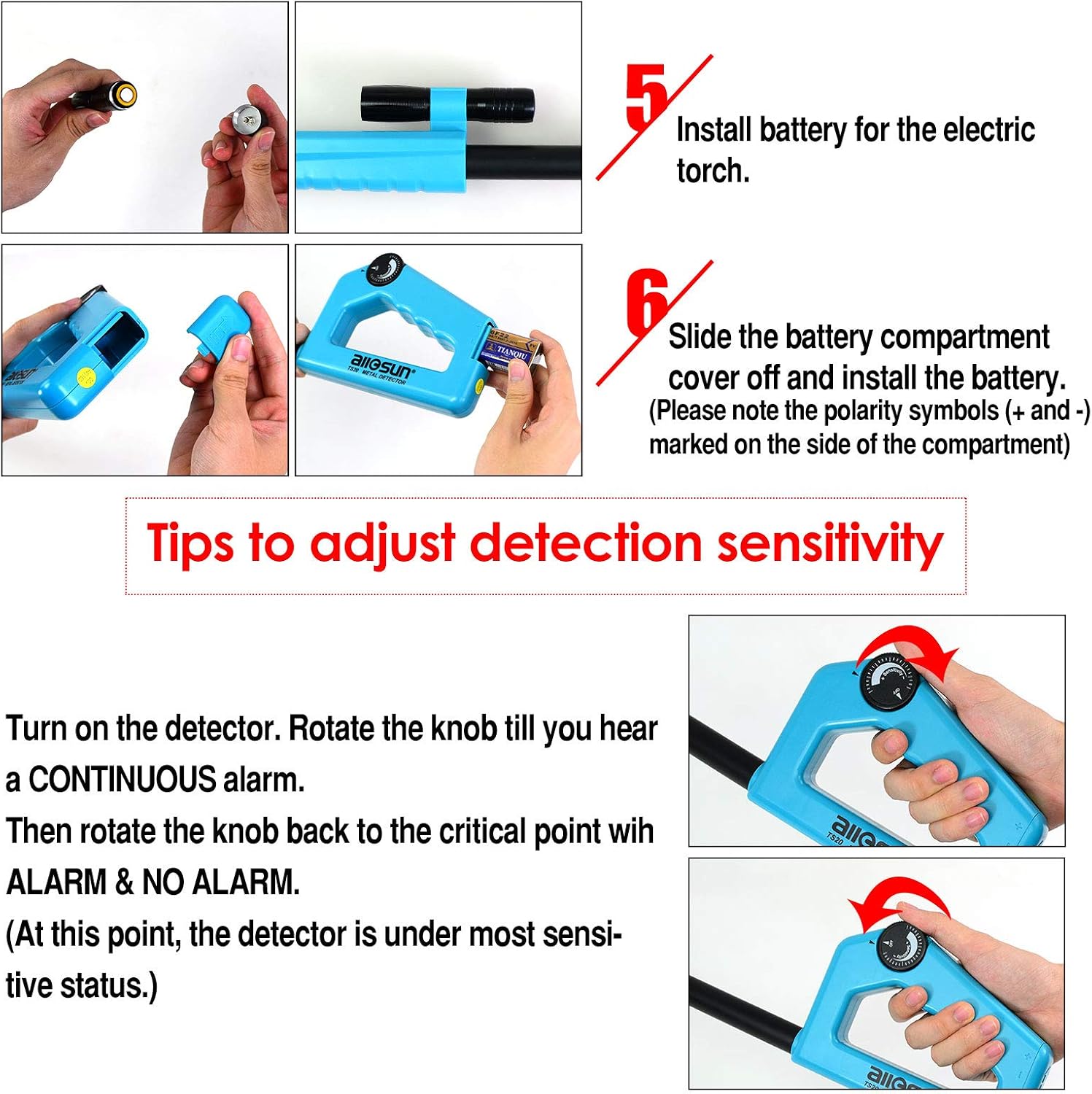 ALLOSUN TS20A+LAN Junior Detector de Metales con Impermeable, Azul ...