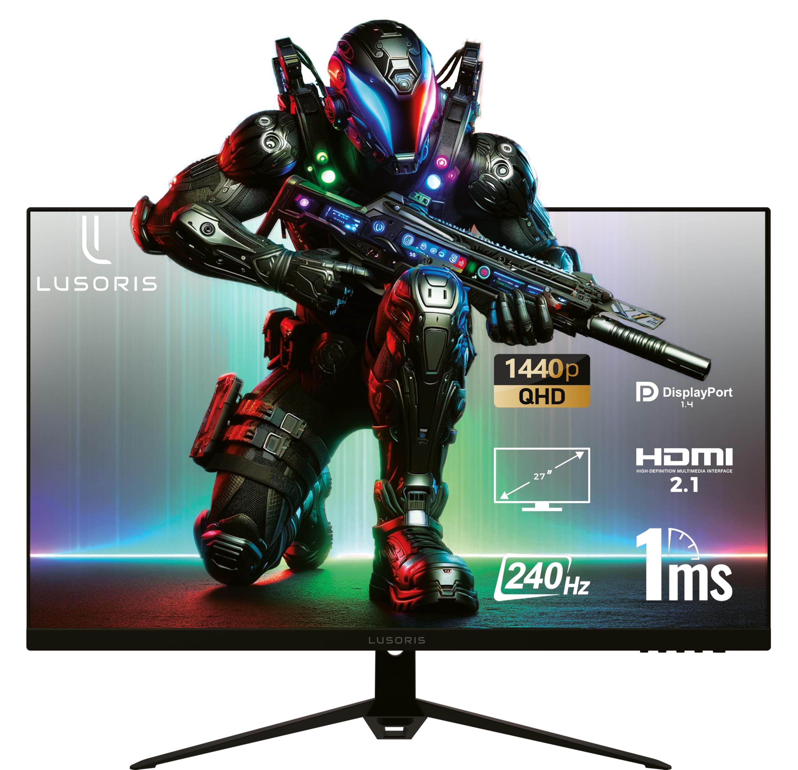 LUSORIS Écran Gaming 27" Fast IPS, Quad HD 2560x1440, 240Hz, 1ms, HDR ...