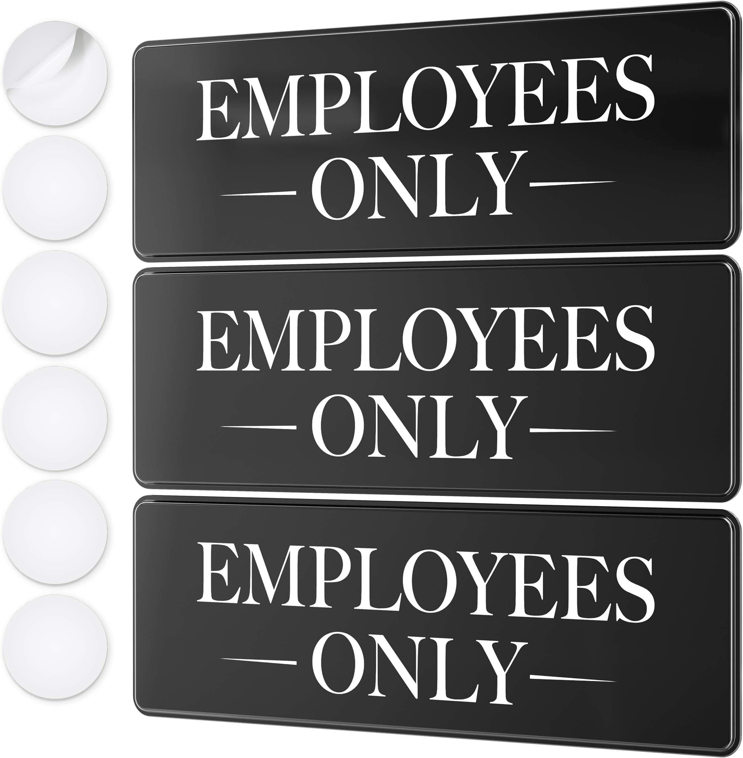 Staff Only Sign - Self-Adhesive PVC - Black and Chrome Effect - 200mm x ...