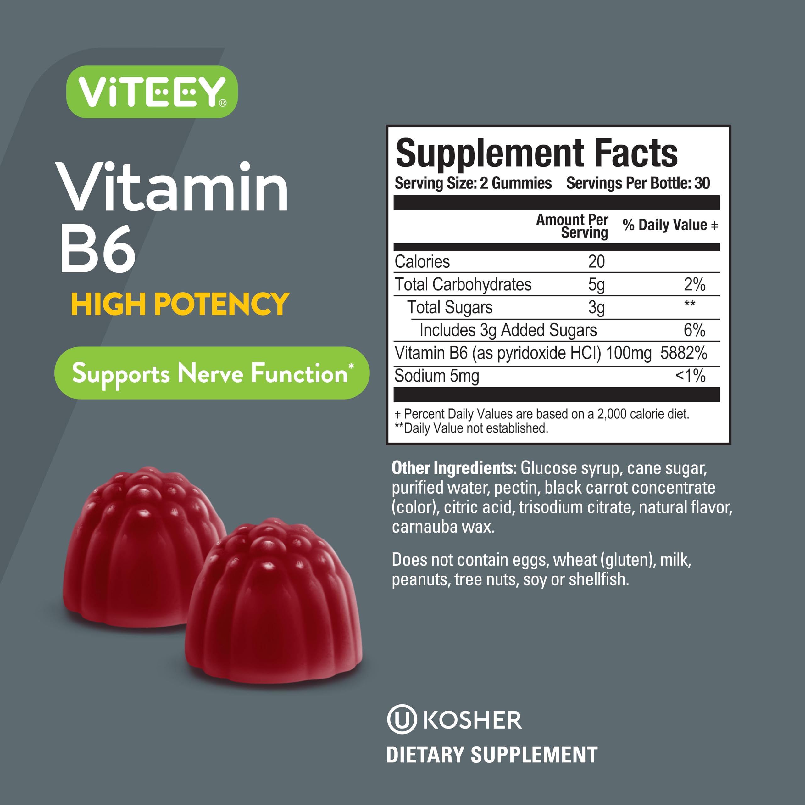 Snapklik.com : Vitamin B6 Gummies 100mg For Adults & Teens - B6 ...