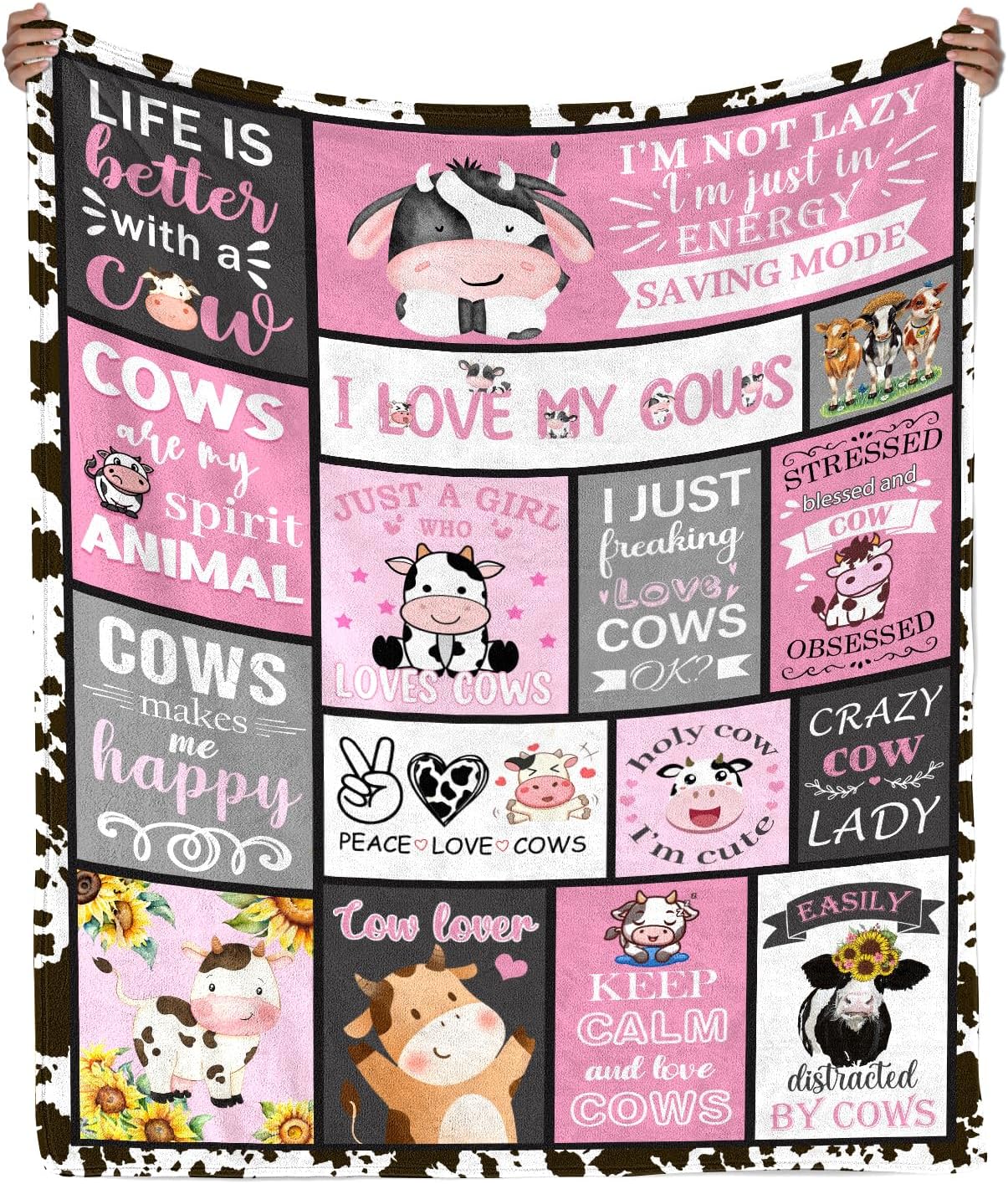 Amazon.com: Just a Girl Who Loves Cows Blanket - Cow Print Blanket ...
