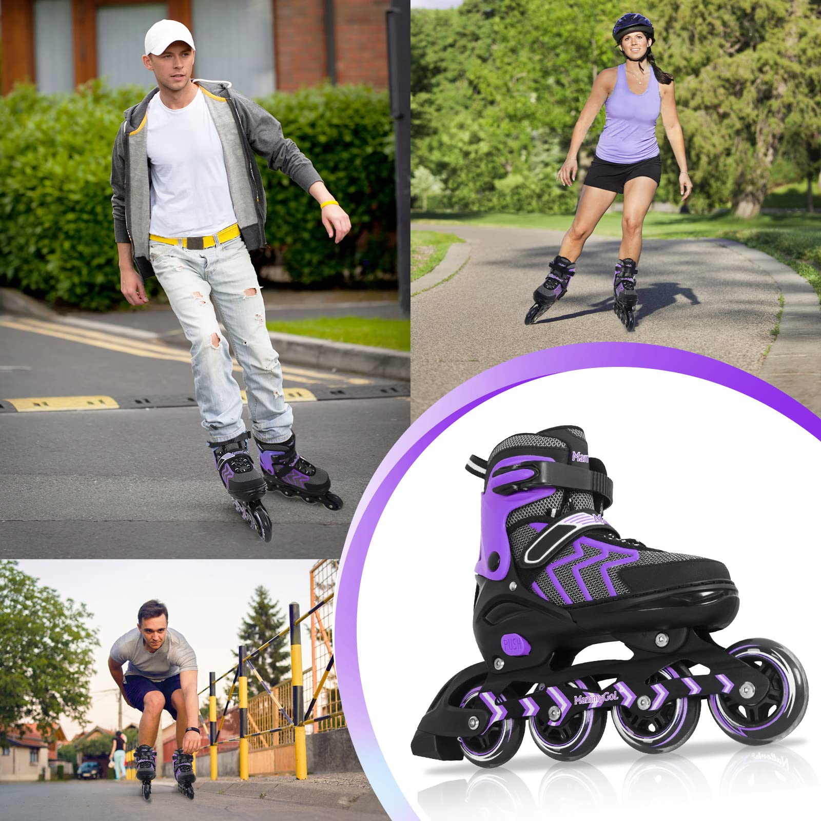 MammyGol Inline Skates for Adults Kids, Adjustable Aggressive Durable ...
