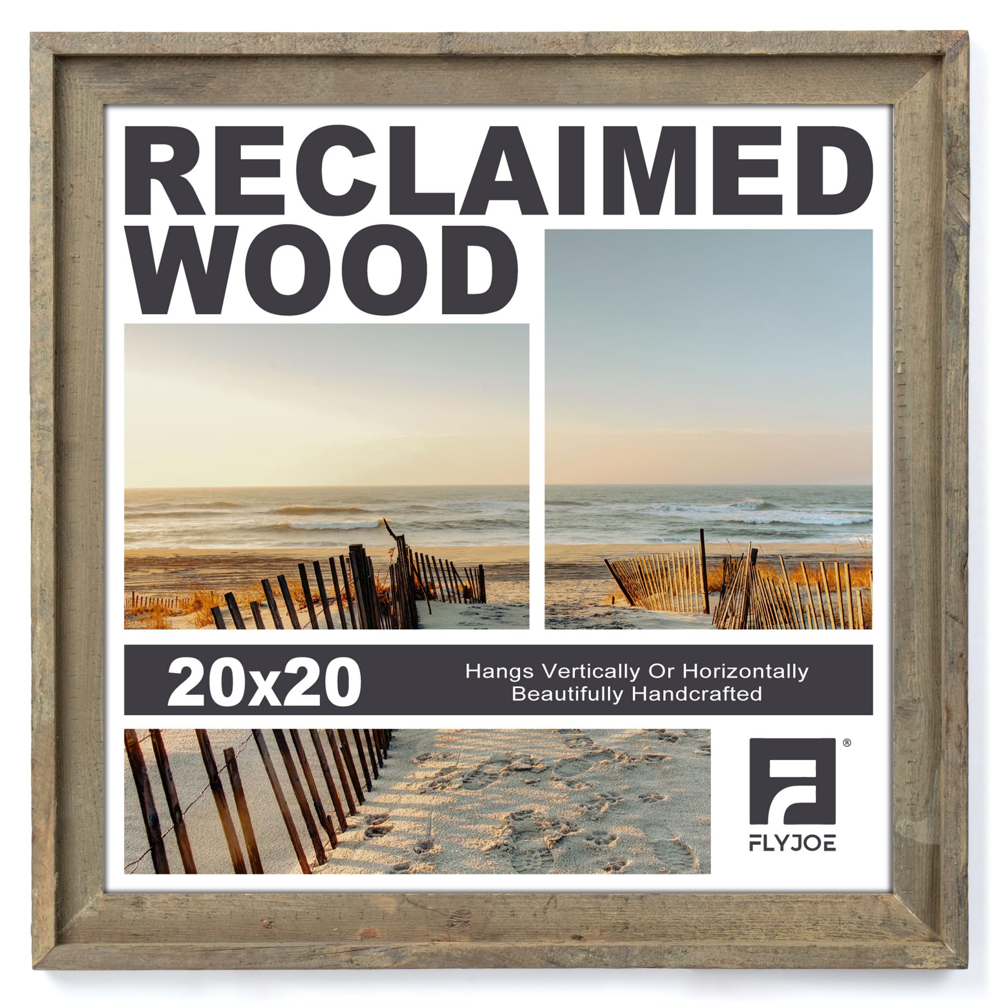 Amazon.com - Rustic 20x20 Picture Frame, Reclaimed Barnwood Frame with Tempered Glass ...