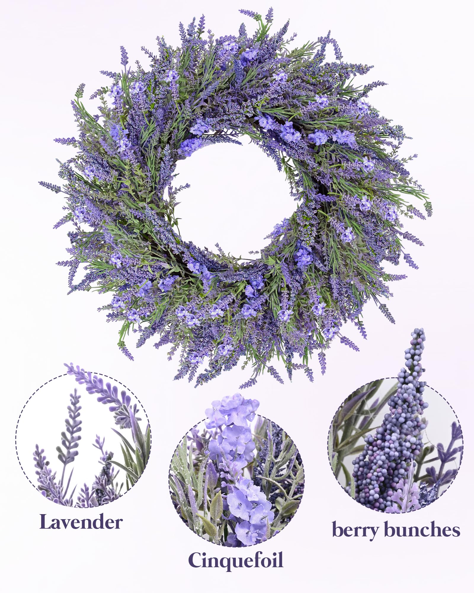 Snapklik.com : DDHS Lavender Wreath, Spring Wreaths For Front Door 24 Inch