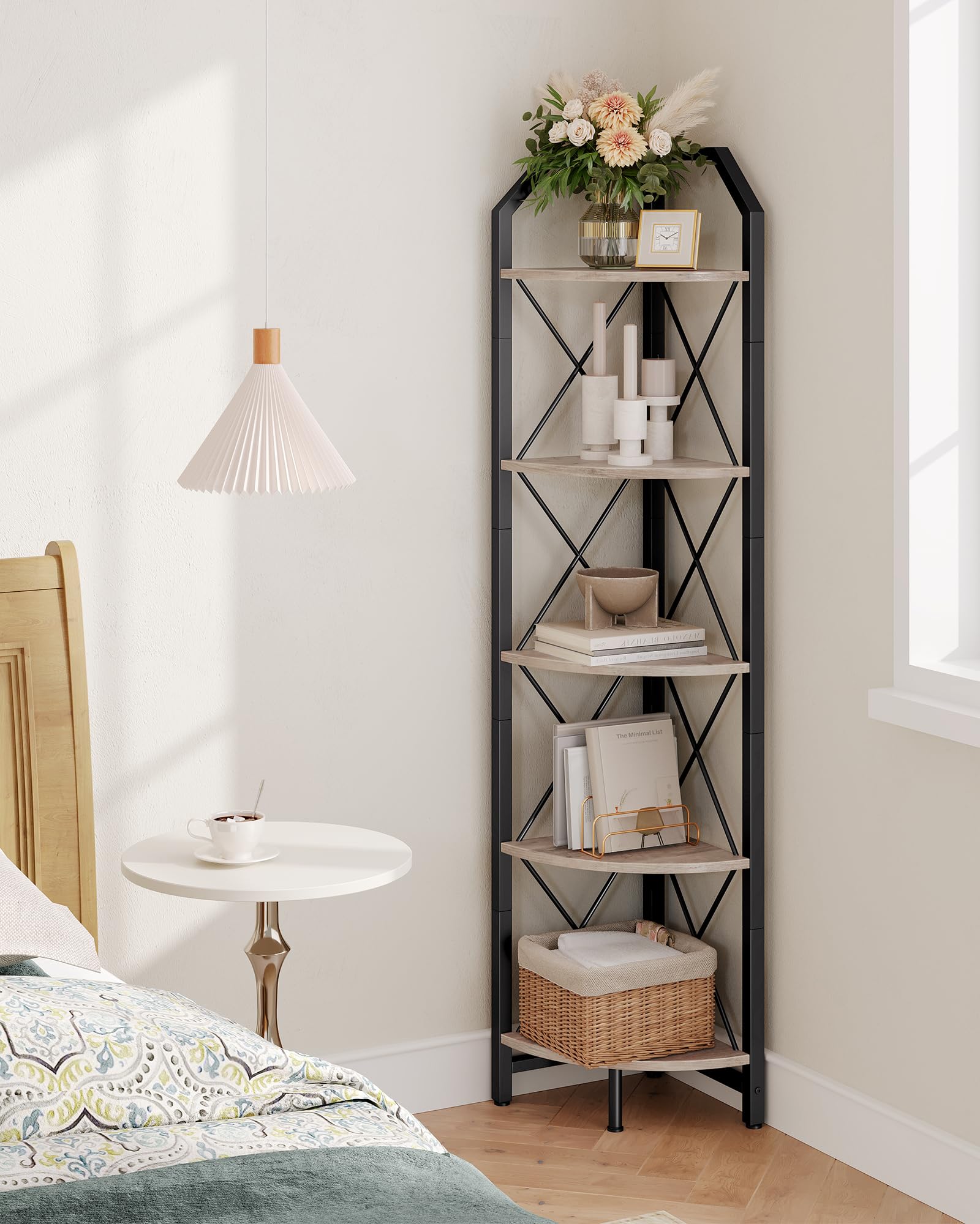 Amazon.com: CHOEZON 5-Tier Corner Shelf, Industrial Corner Bookshelf ...