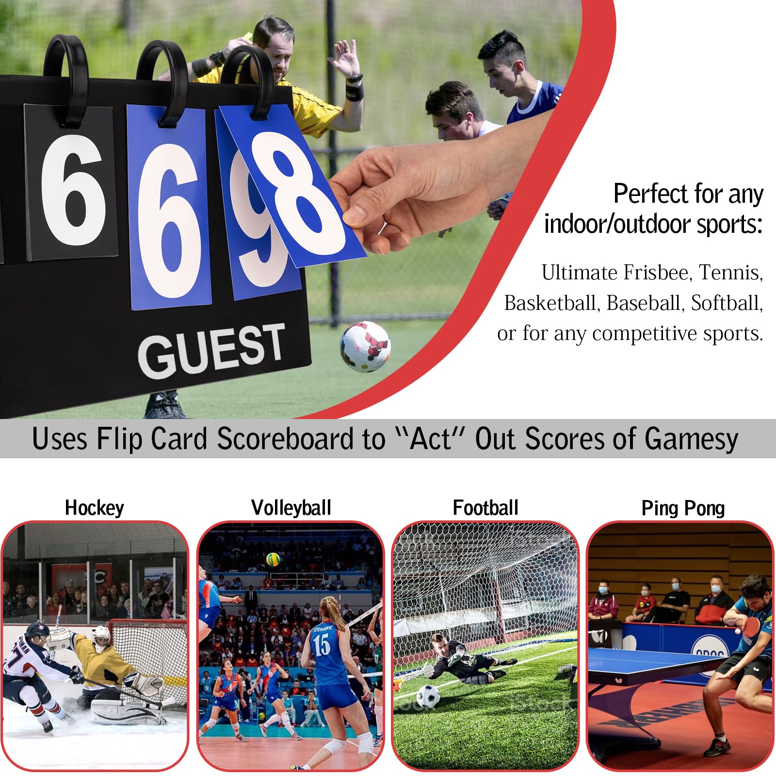 Snapklik.com : IVONNEY Flip Scoreboard Tabletop Score Flipper, Football ...