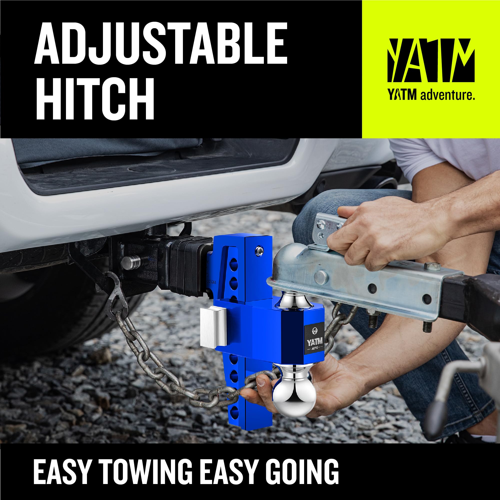 YATM Adjustable Hitches, Fits 2" Receiver,8" Drop/Rise, Replaces Tri ...