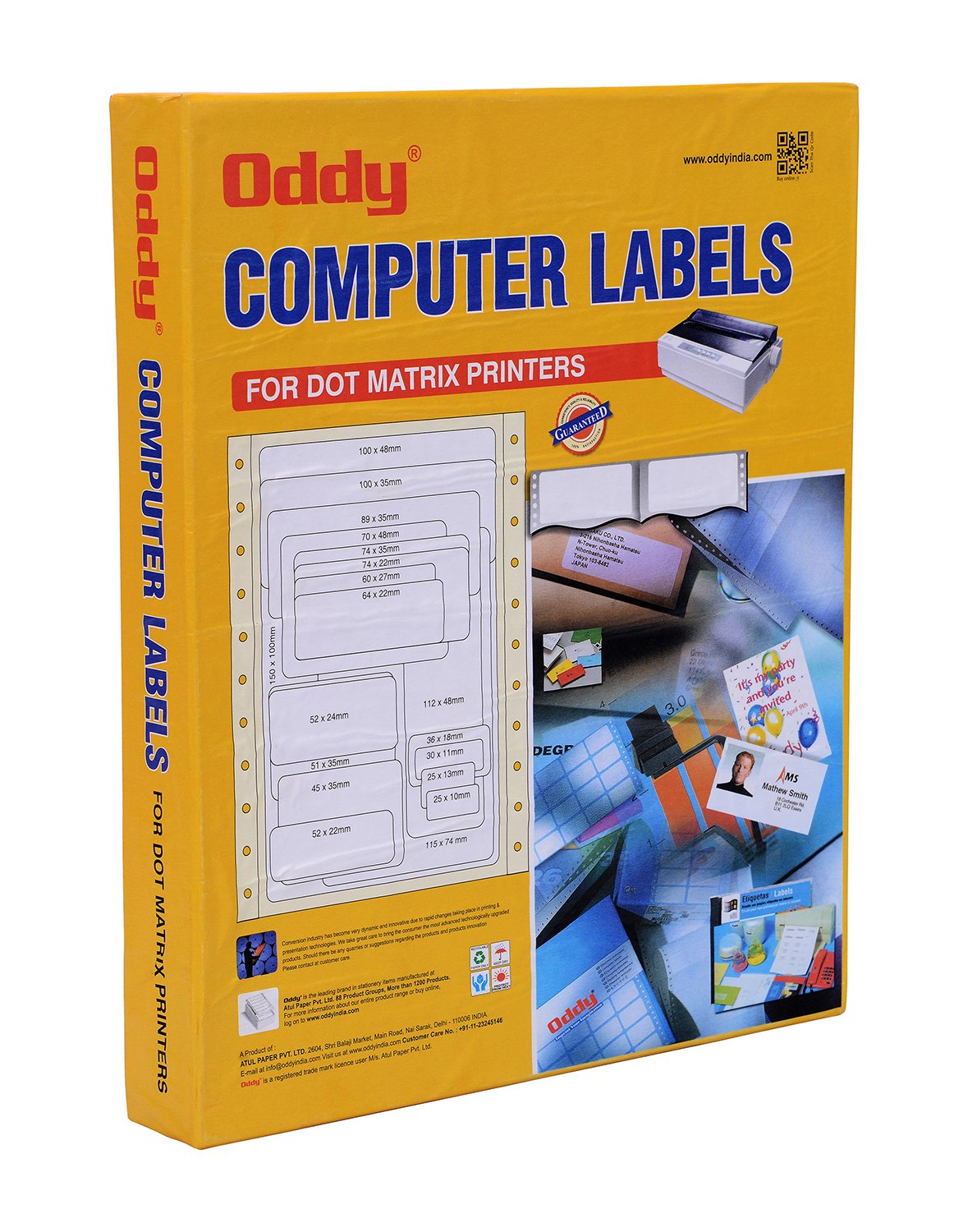 Oddy Dot Matrix Continuous Six Across Web Paper Labels Sheet Box ...