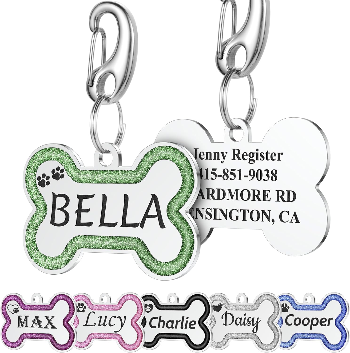 Amazon.com: GISUREY Stainless Steel Pet ID Tags in Glitter, Durable Dog ...