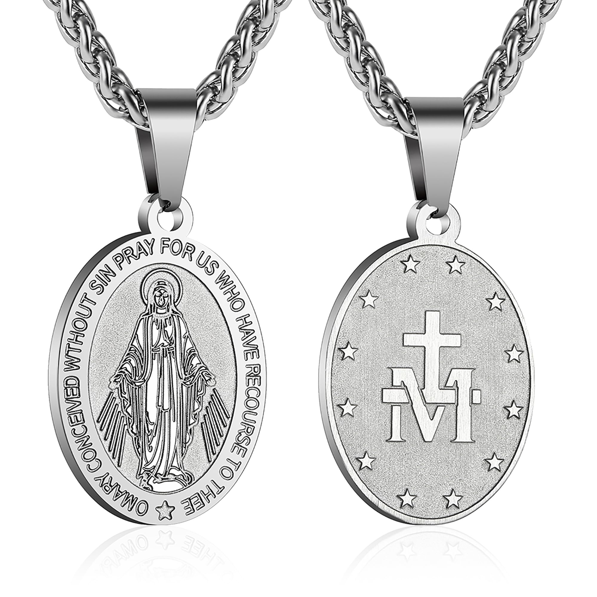 Buy RS Virgin Mary Necklace for Men Miraculous Medal Stainless Steel ...