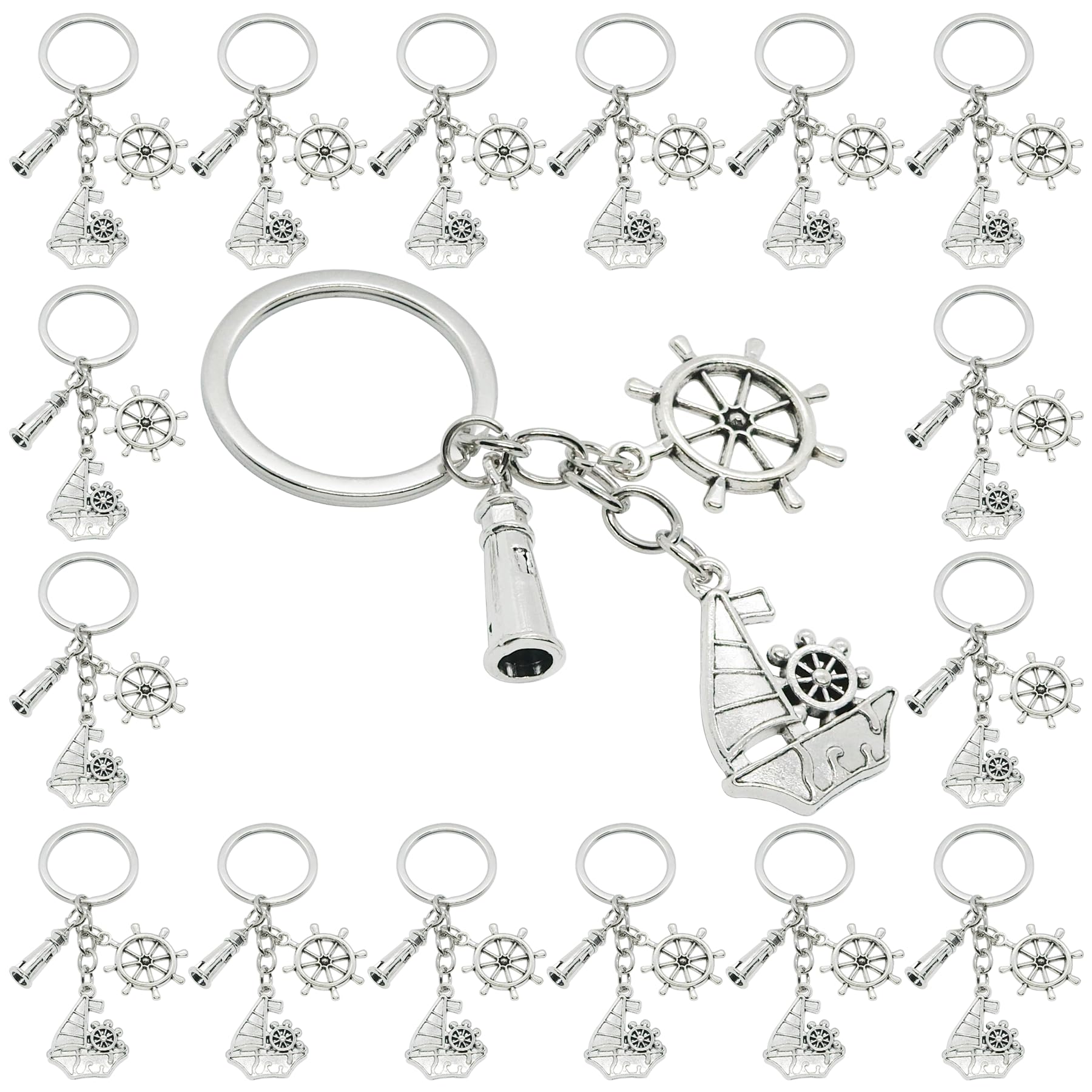Amazon.com: PHAETON 20PCS Sailboat Keychain Lighthouse Keychain Ocean ...