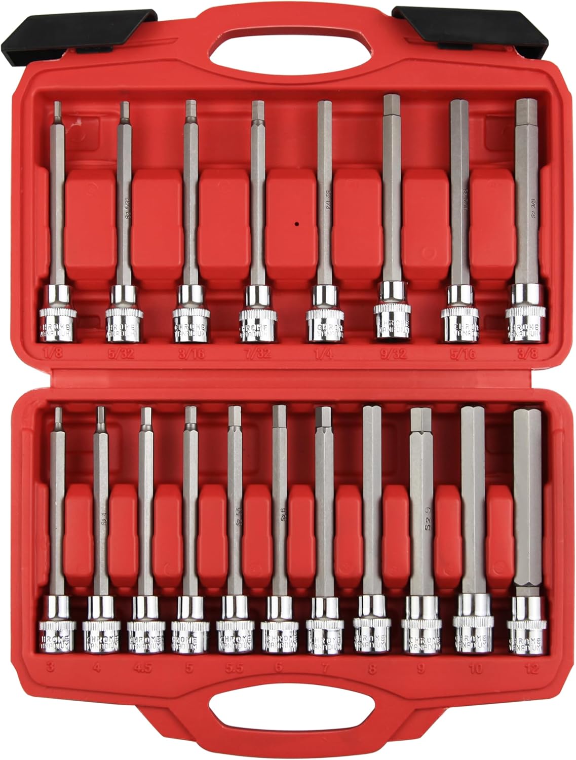 YIYITOOLS 19pcs Extra Long Hex Bit Socket Set, 3/8 Inch Drive Allen Hex ...