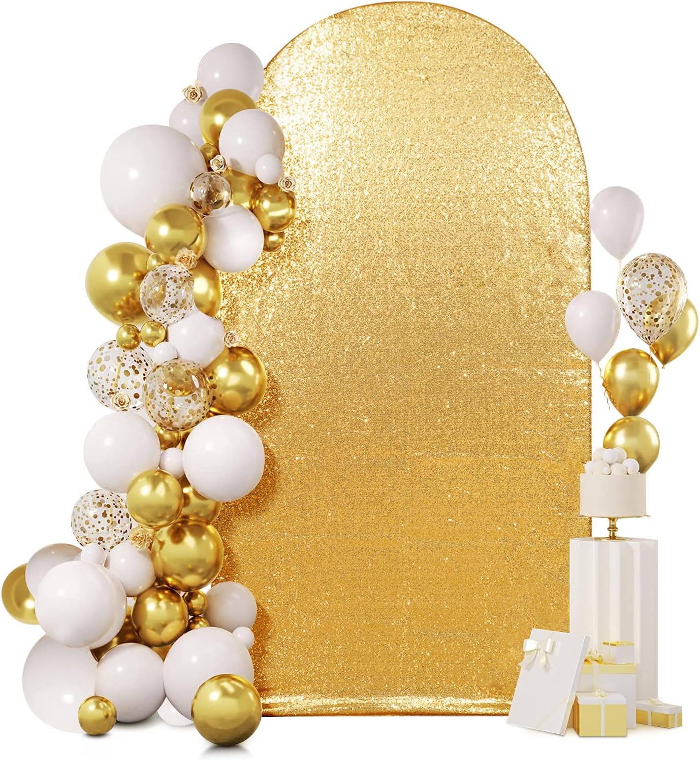 Amazon.com : SquarePie Arch Backdrop Cover, 7.2FT Gold Sequin Wedding ...