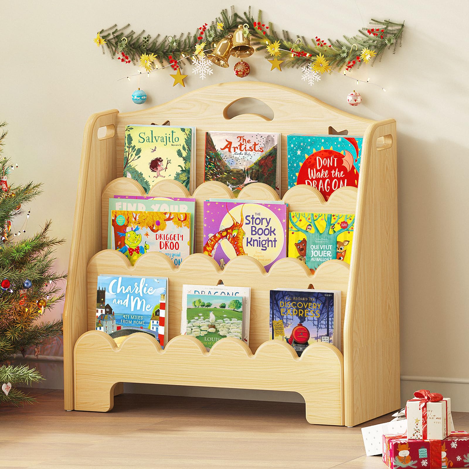 Snapklik.com : 3-Tier Montessori Wooden Bookshelf For Kids, Toddler ...