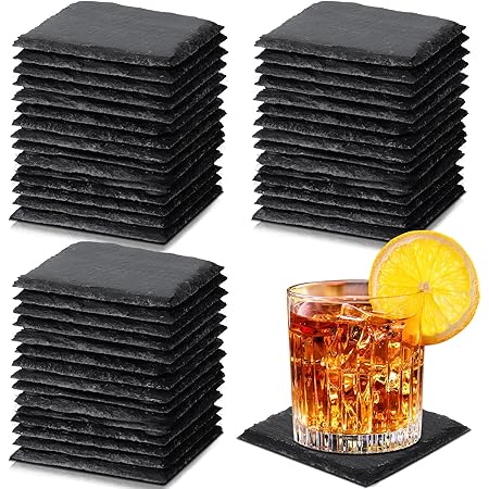 Amazon.com: MAPRIAL 48 Pcs Coasters for Drinks, 4 Inch Slate Coasters ...