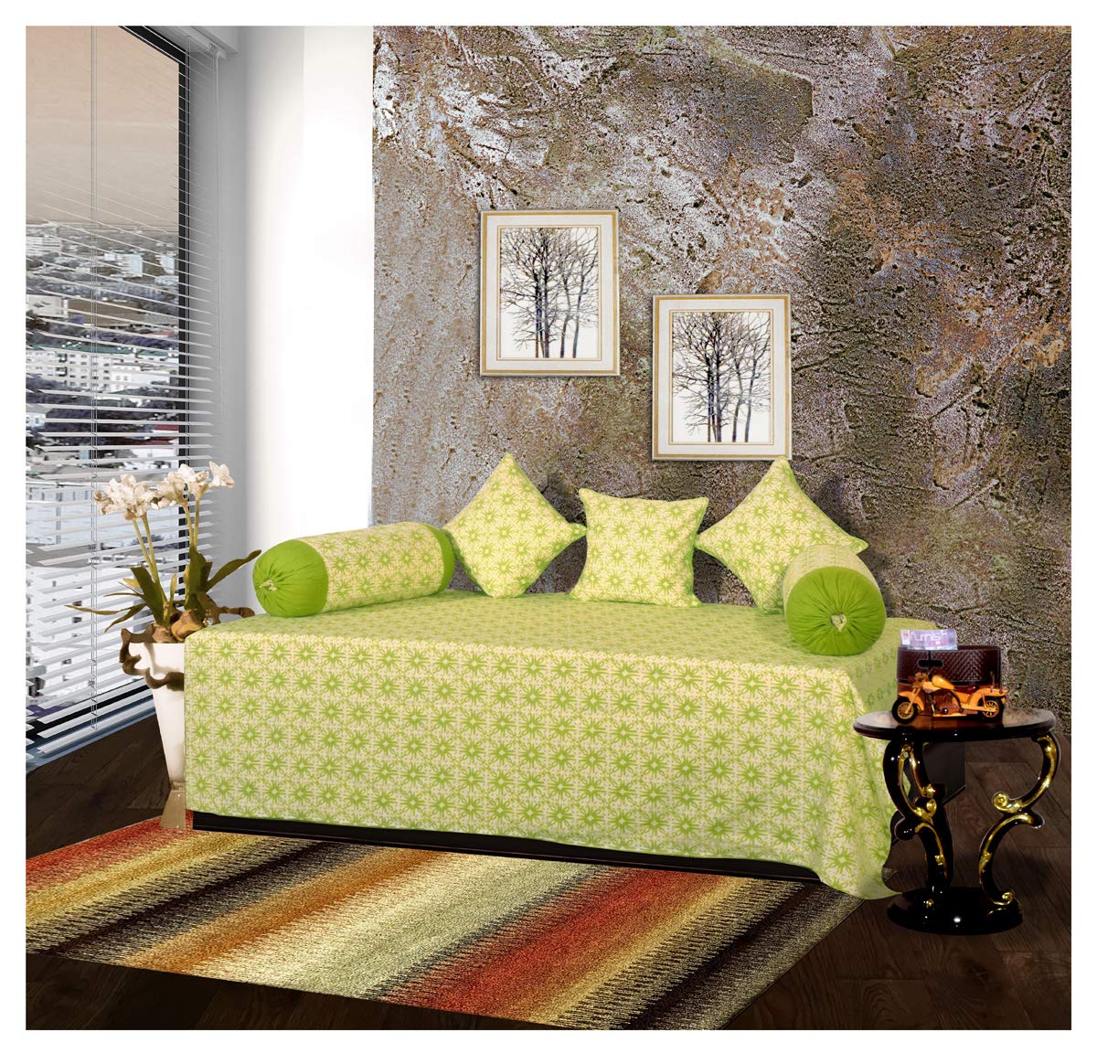 Shayan Home 1 Deewan Sheet 3 Cushion Covers 2 Booster Covers Total ...