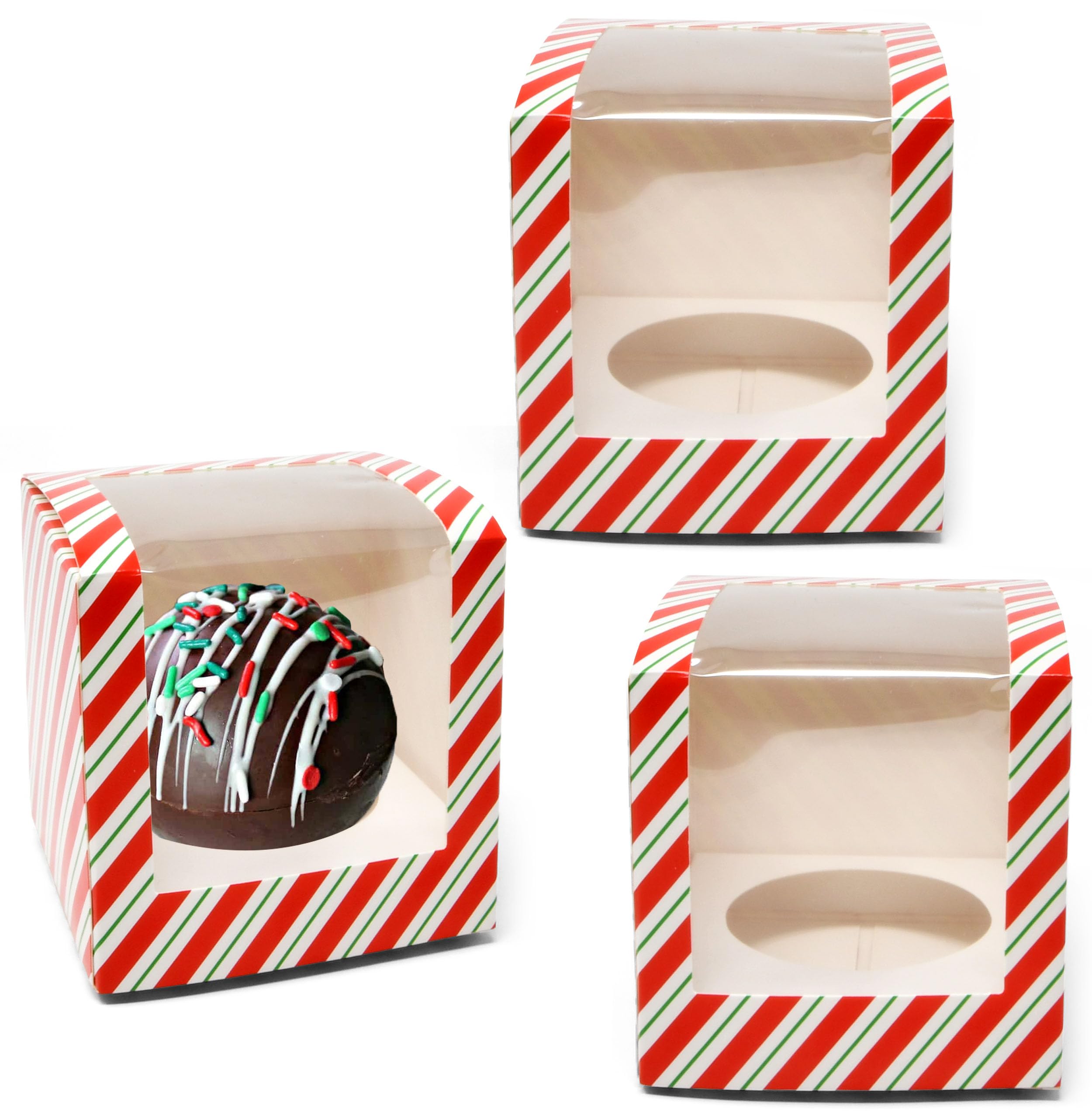 Amazon.com: 24 Pack Square 3" Christmas Treat Boxes with Window ...