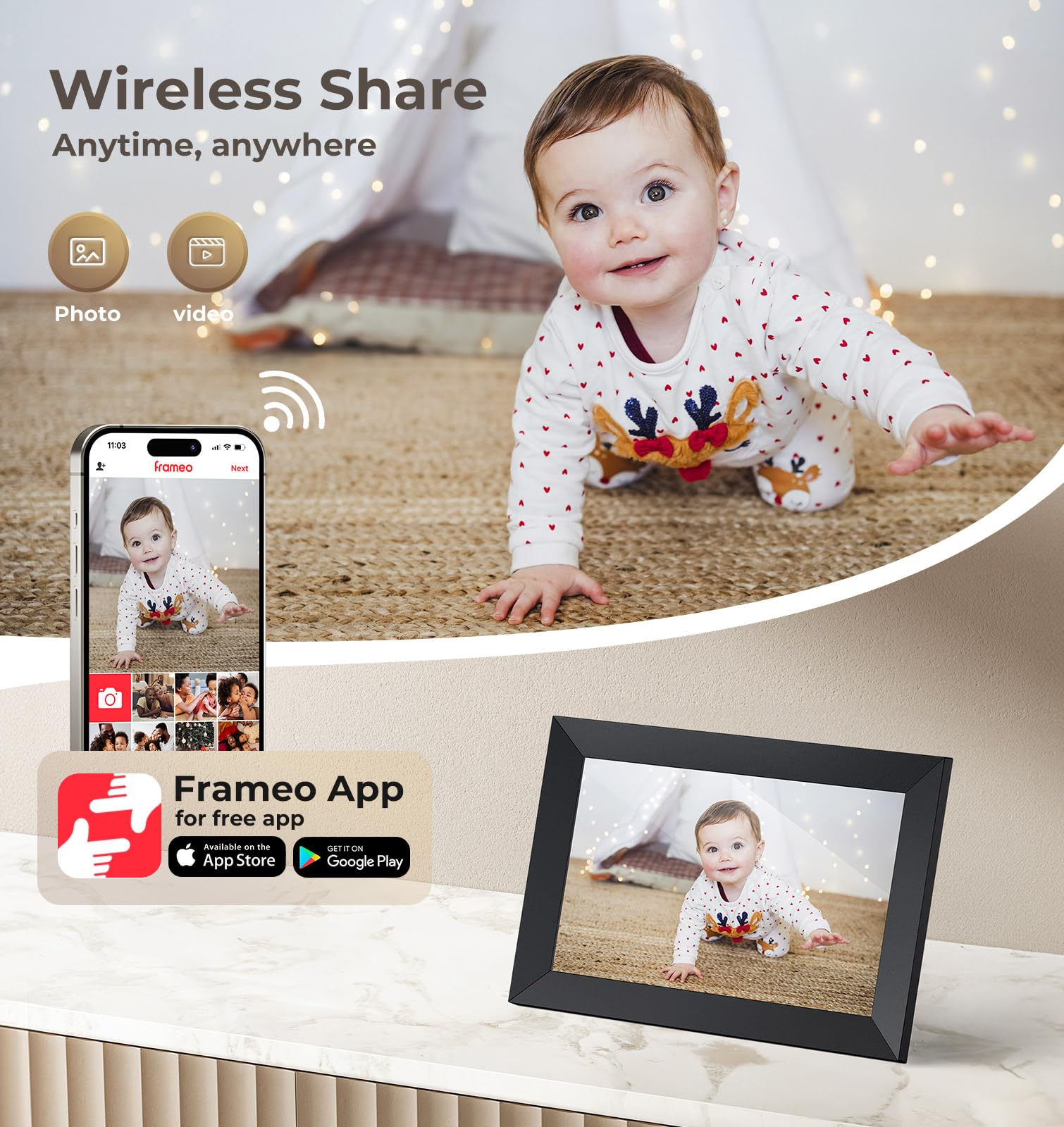Snapklik.com : Frameo 10.1 Digital Picture Frame WiFi Smart Photo Frame ...