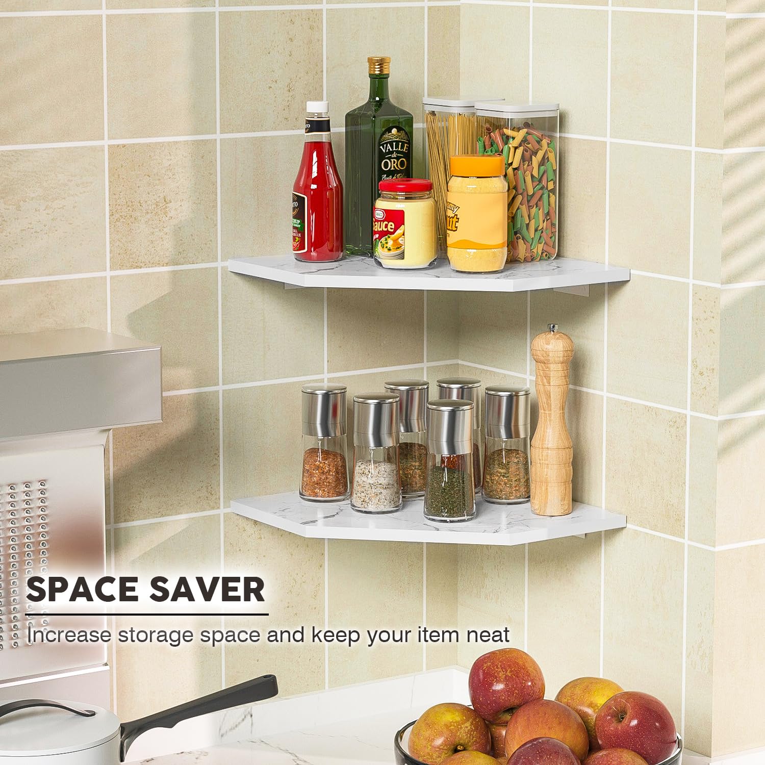 Snapklik.com : Floating Shelves For Bathroom Corner, Set Of 2 Corner ...