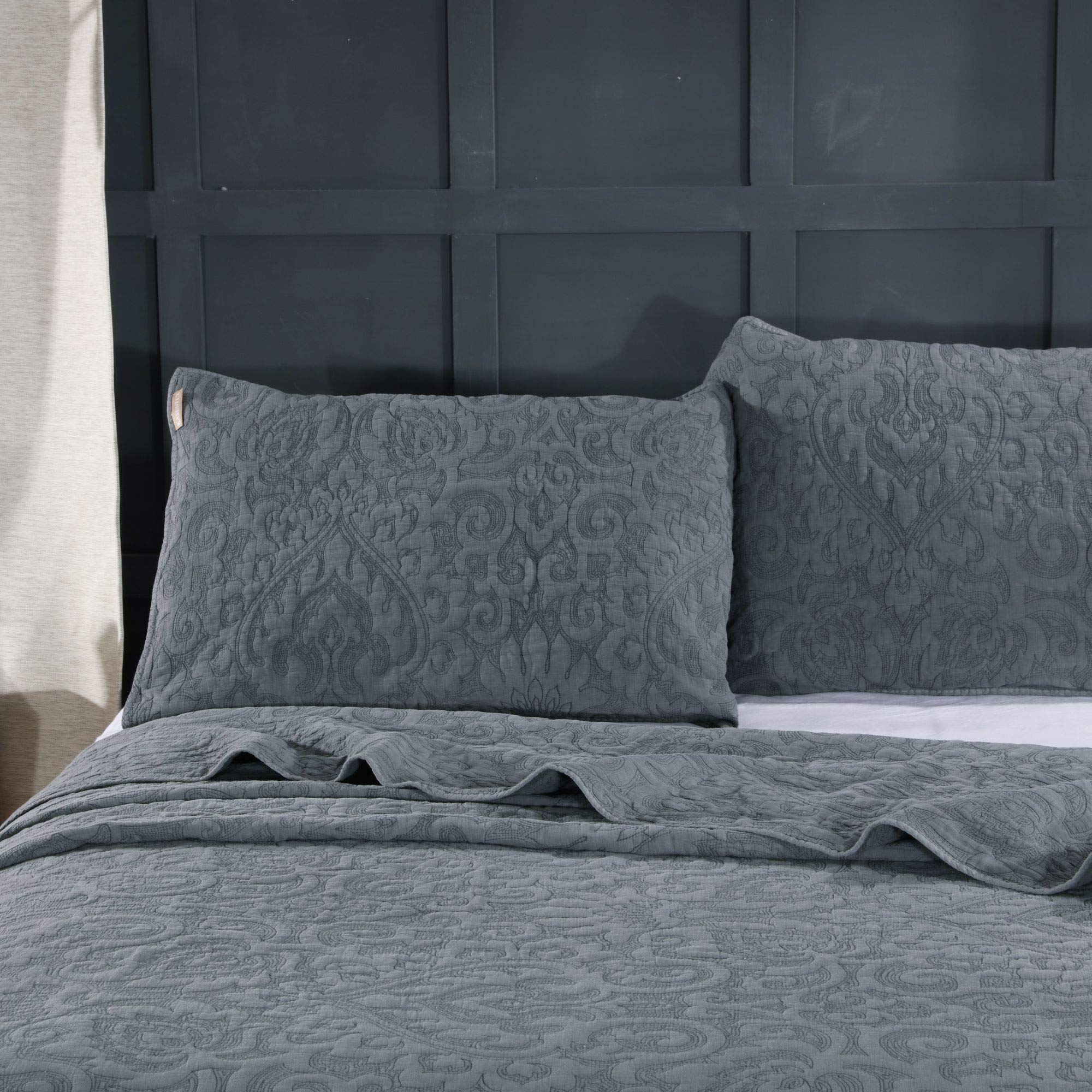 KASENTEX Ultra Soft Stone-Washed Quilt Set 100% Cotton Contemporary ...