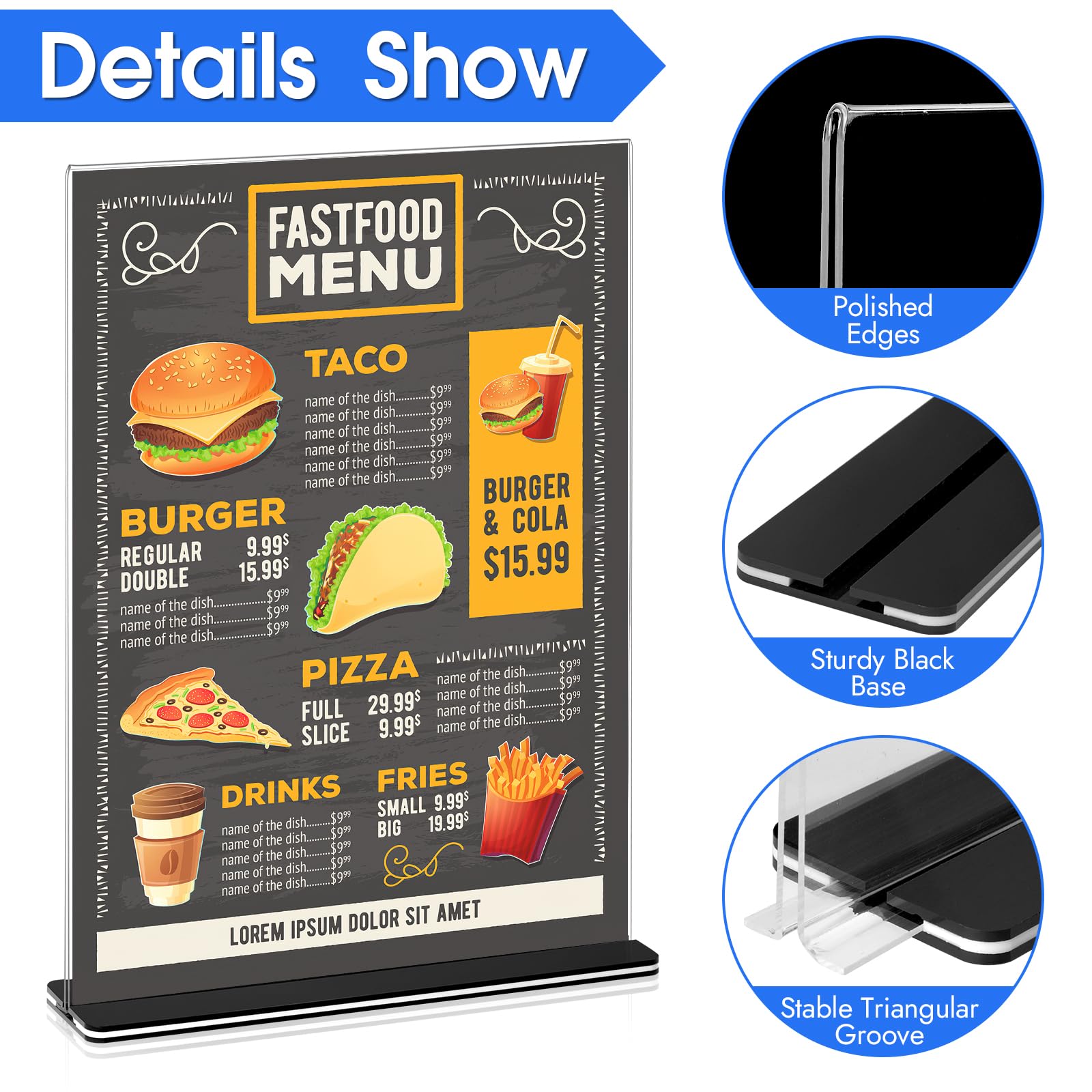 Snapklik.com : Acrylic Sign Holder 8.5 X 11 3 Pack Clear Display ...