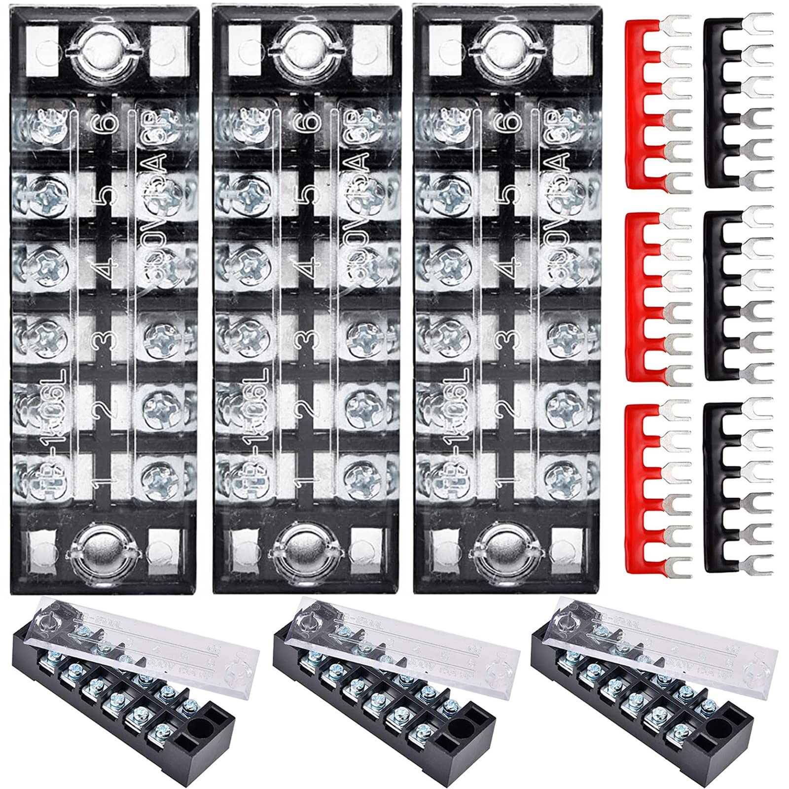Buy Terminal Blocks 6 Position 12PCS 6 Set, Screw Terminal Block Dual ...