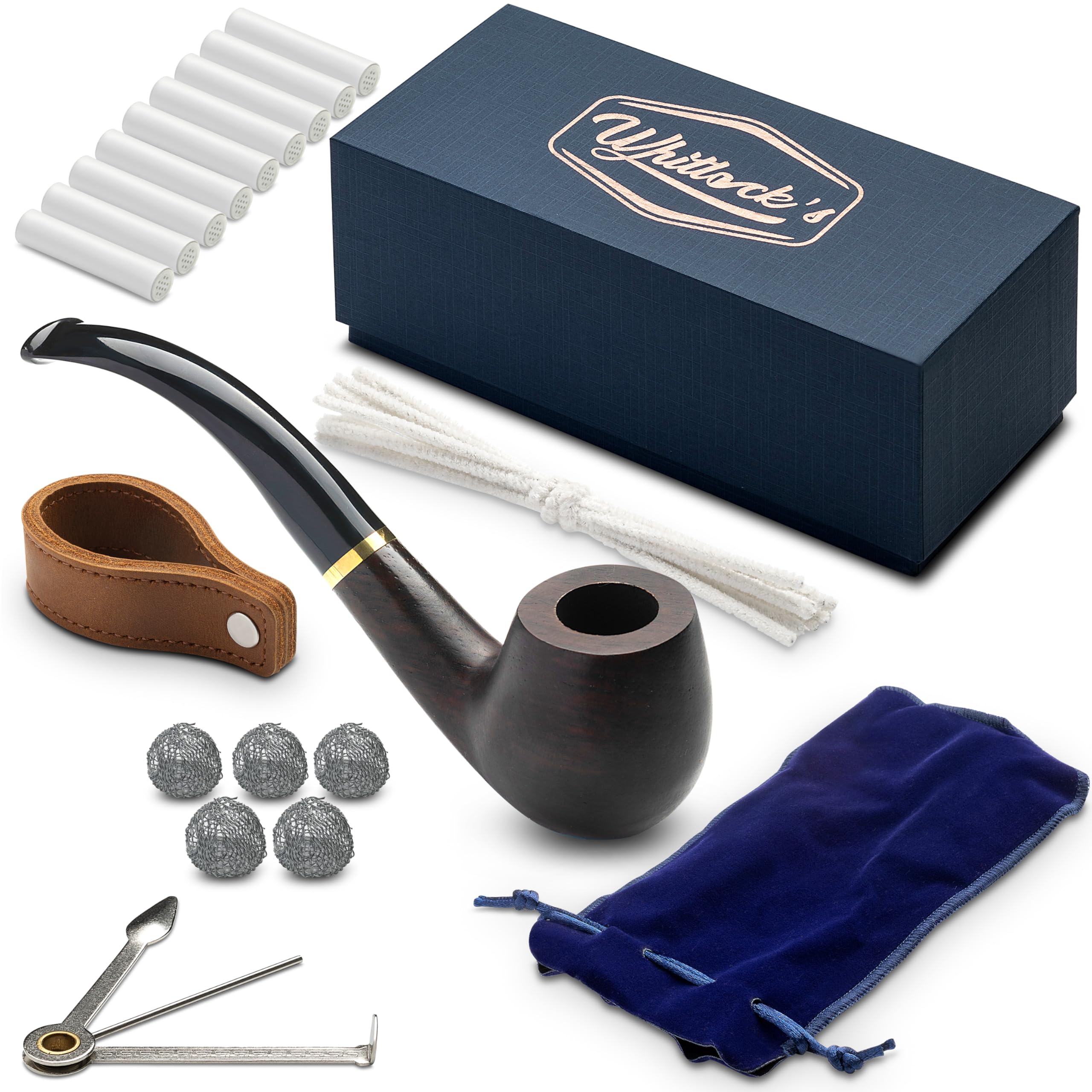 Amazon.com: Whitluck's Handmade Tobacco Smoking Pipe, Premium Wood Pipe ...