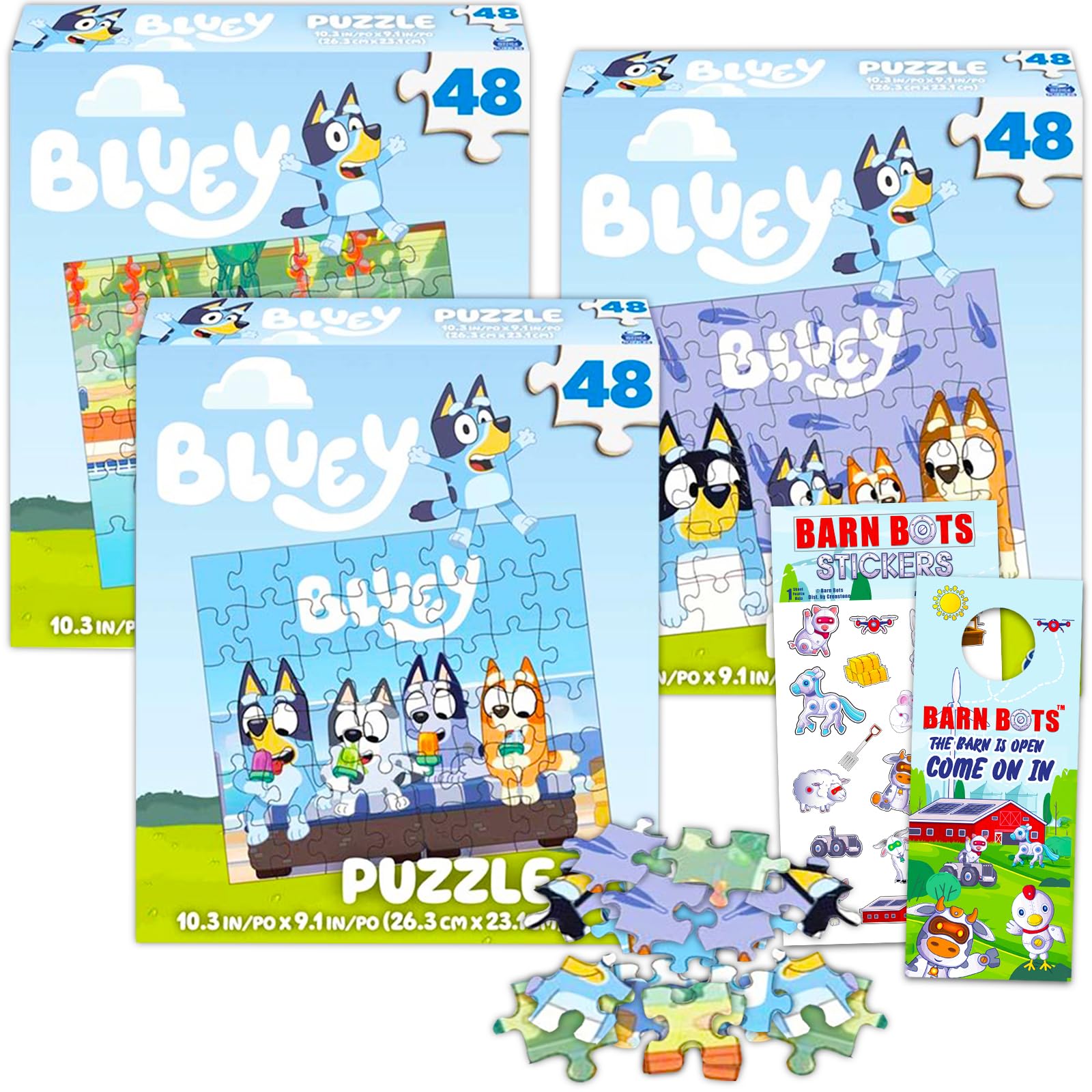 Amazon.com: Bluey Premier 48 Pc Puzzle Set for Kids - Bluey Party ...