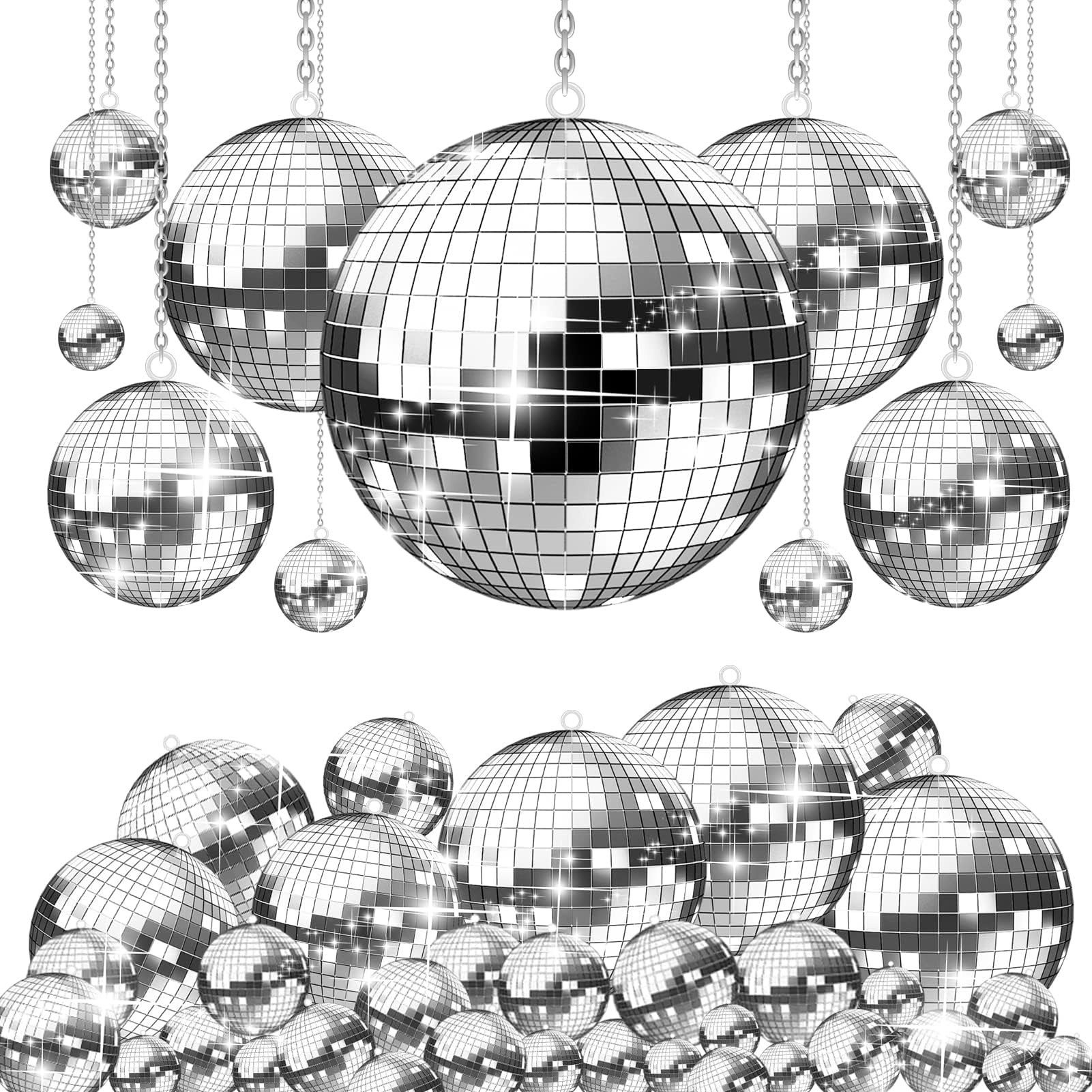 Amazon.com: Jspupifip 60 Pcs Mirror Disco Balls Bulk Ornaments ...