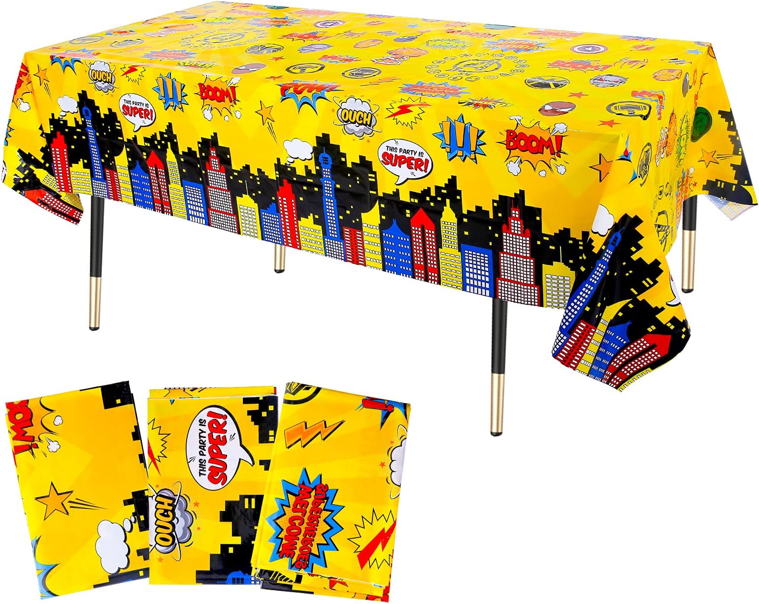 KRUCE 3 Pack 80’s Party Tablecloths,80’s Plastic Table Cover,80’s Hip ...