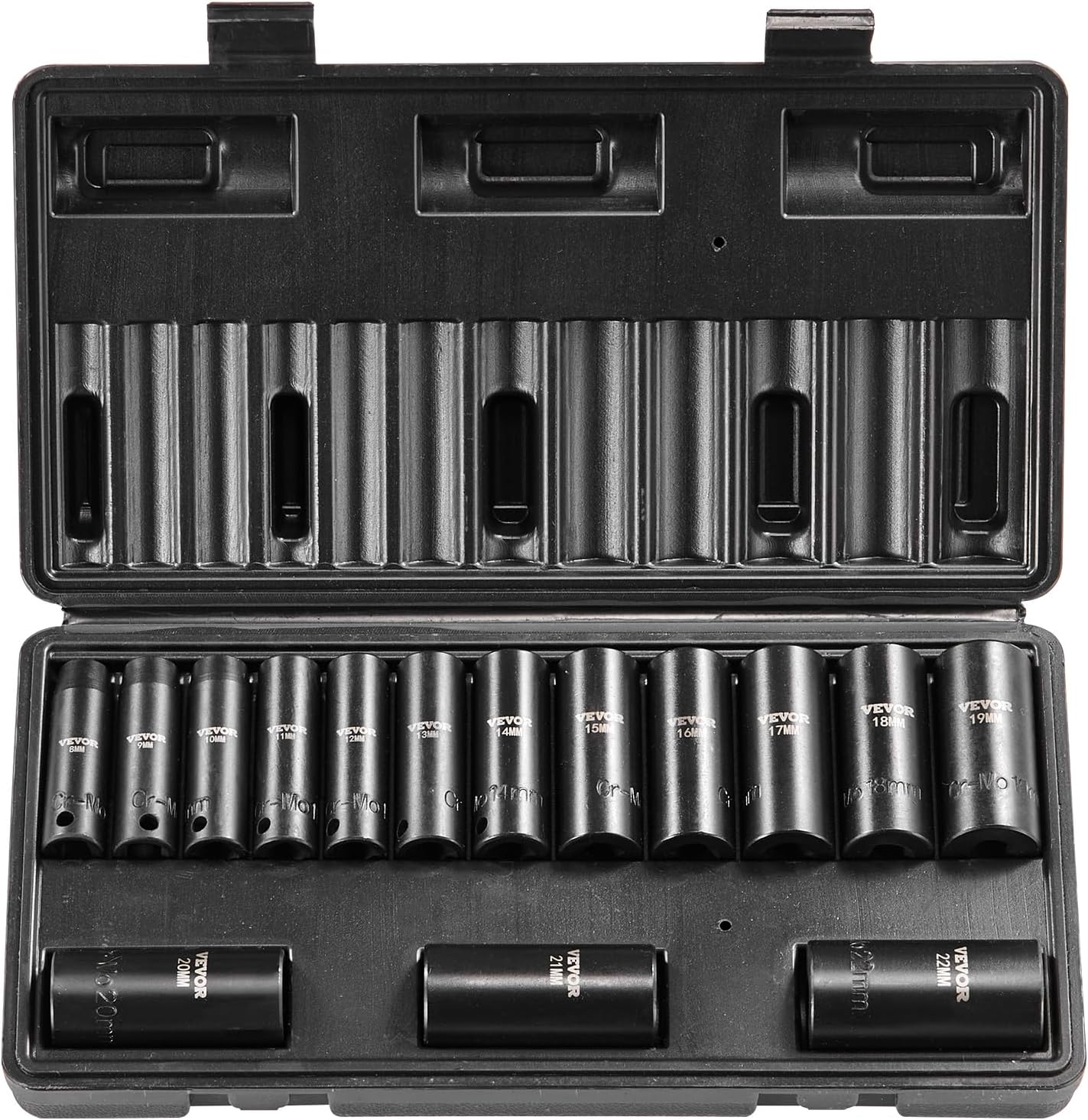 VEVOR 3/8" Drive Impact Socket Set, 15 Piece Deep Socket Set Metric 8 ...