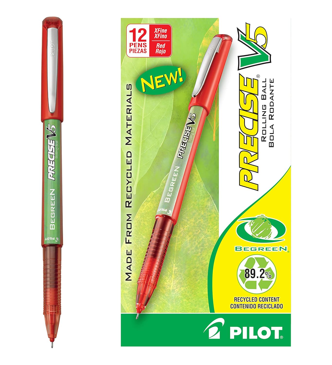 Pilot BeGreen Precise V5 Rolling Ball Pens, Extra Fine Point, Red Ink ...