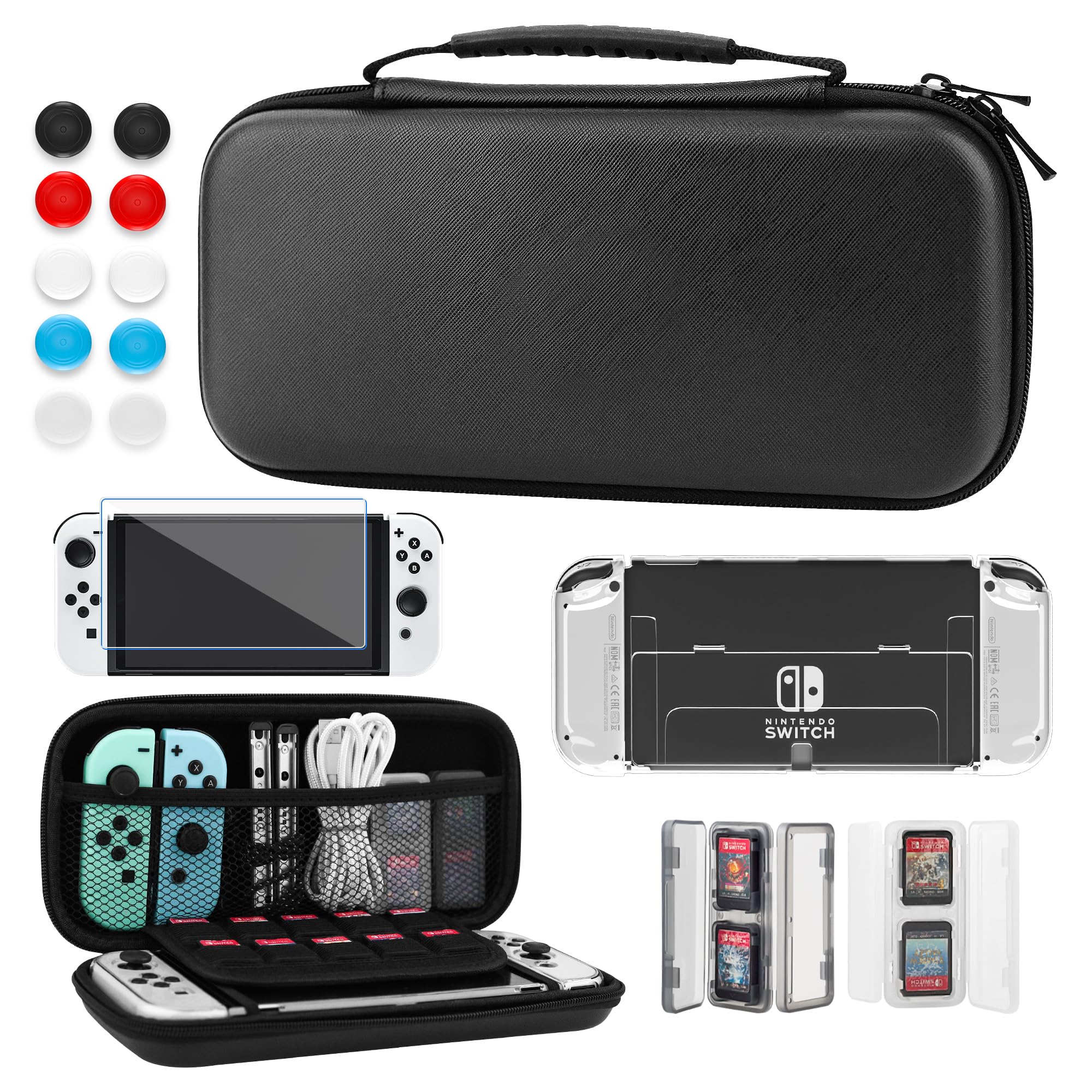Amazon.com: GLDRAM Black Carrying Case for Nintendo Switch OLED Model ...