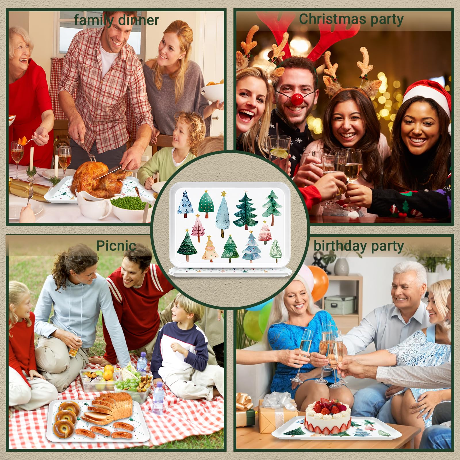 Snapklik.com : VIYNRAN 2-Piece 15 X 11 Inch Christmas Serving Tray Set ...