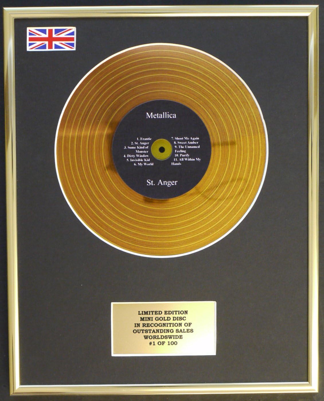 Limited Edition mini gold disc Display METALLICA/MINI GOLD DISC DISPLAY ...