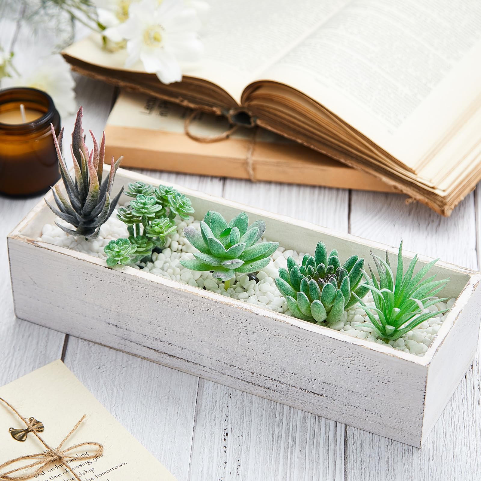 Snapklik.com : Dandat 4 Set Rectangle Wooden Planter 12x4 Inch Wood ...