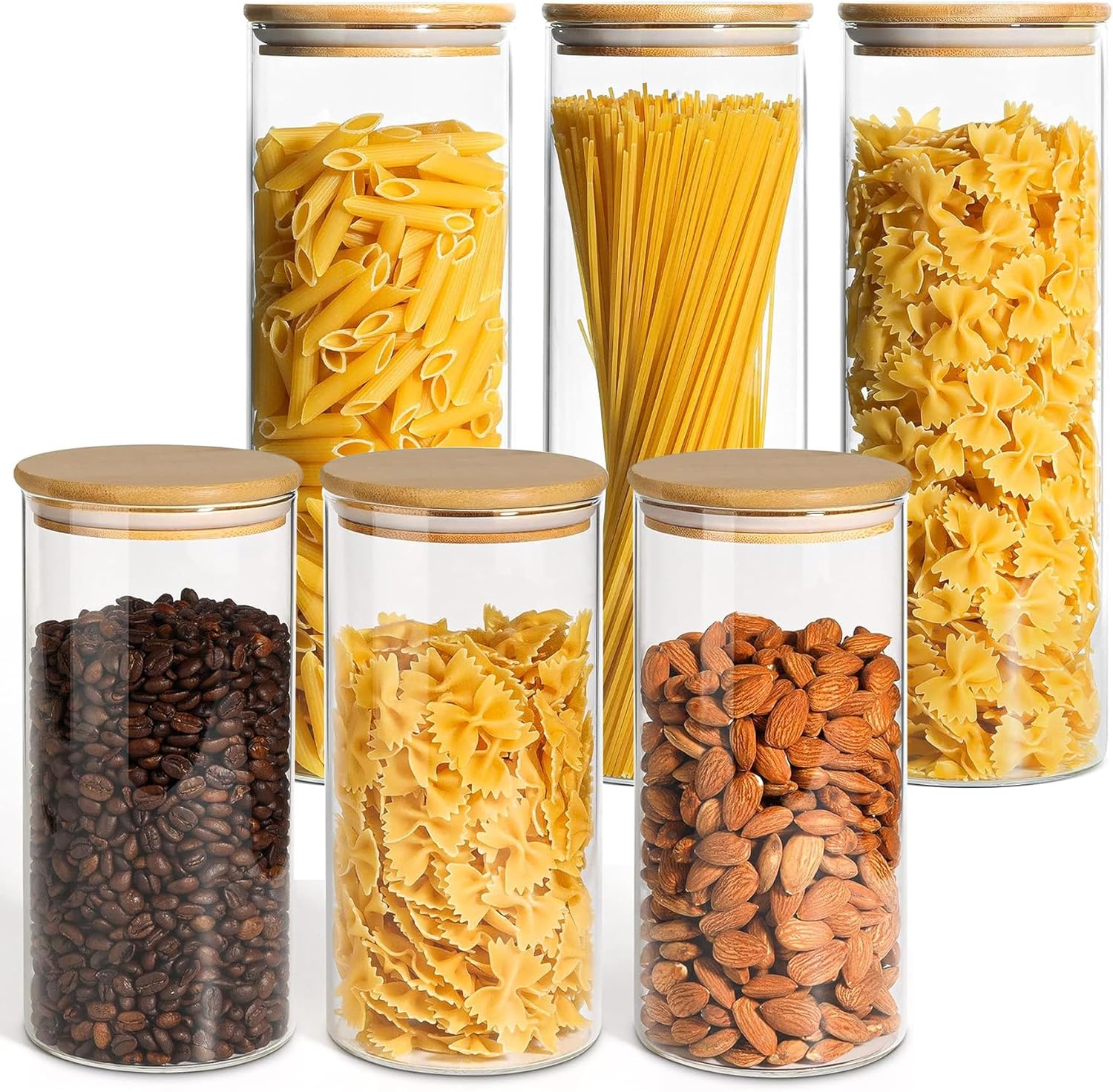 Amazon.com: ComSaf Glass Spaghetti Pasta Storage Container with Lids ...