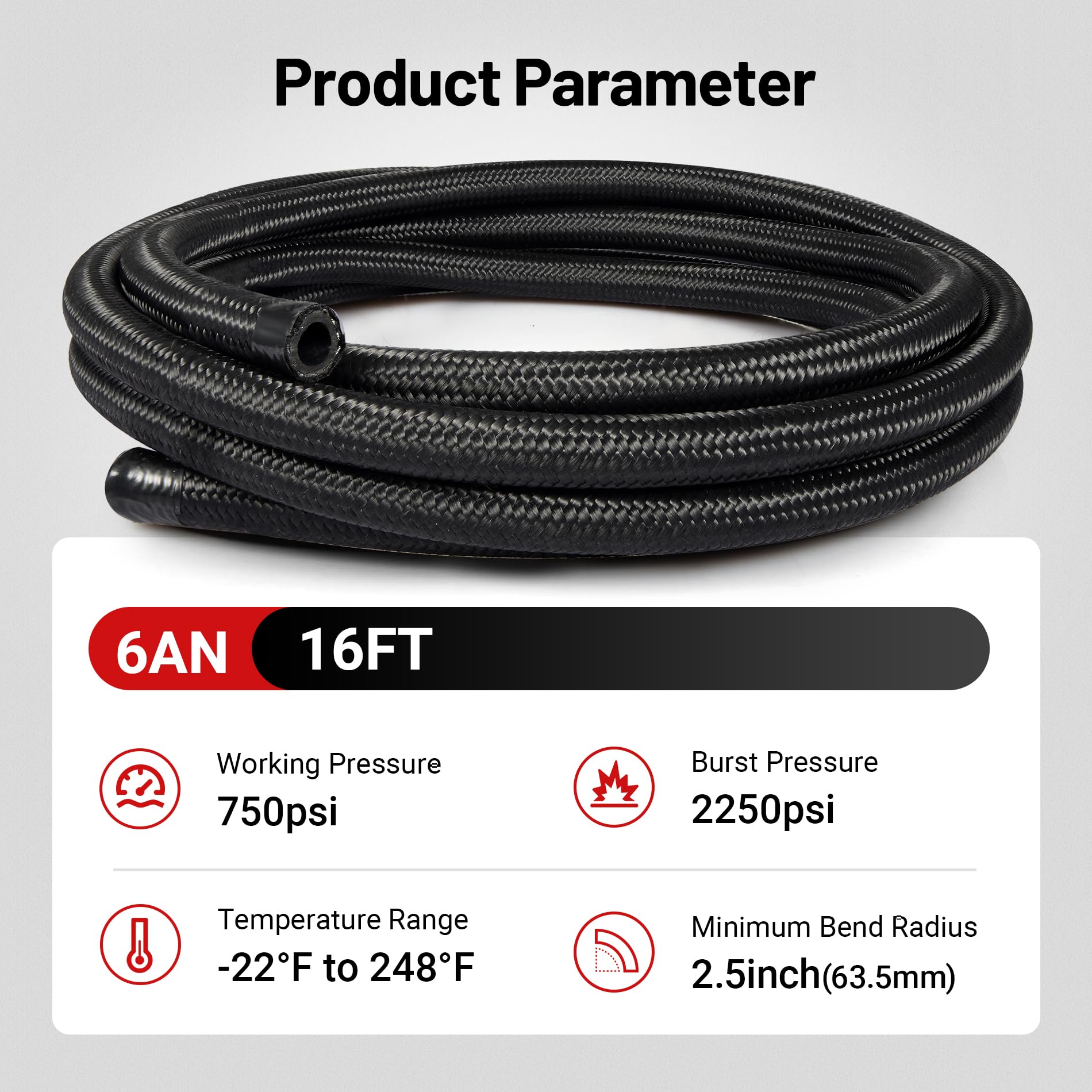 Snapklik.com : 6AN Fuel Line Kit, 6AN Nylon Braided Fuel Line Hose ...