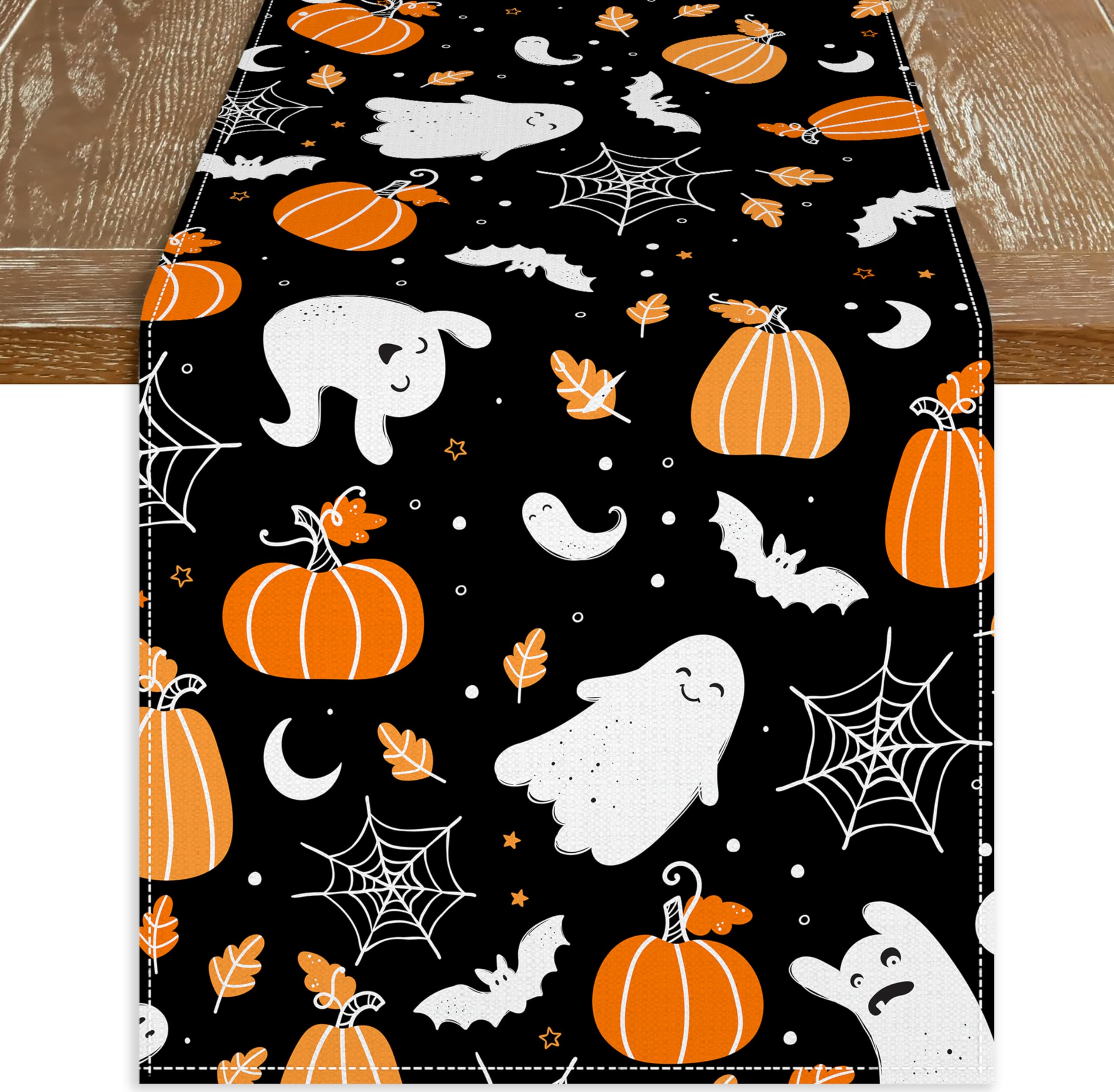 Amazon.com: Cloudfomila Black Halloween Table Runner 13" x 72", Trick ...