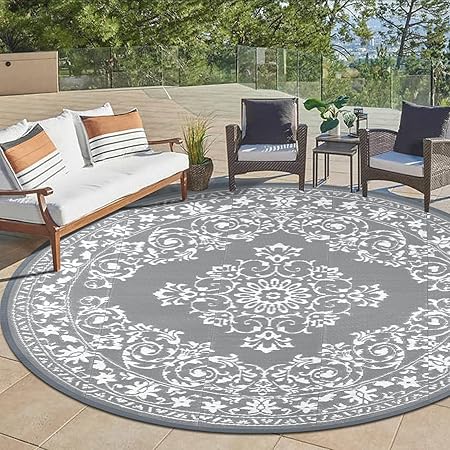 Amazon.com: HEBE Round Outdoor Rug for Patios Clearance 6Ft Waterproof ...
