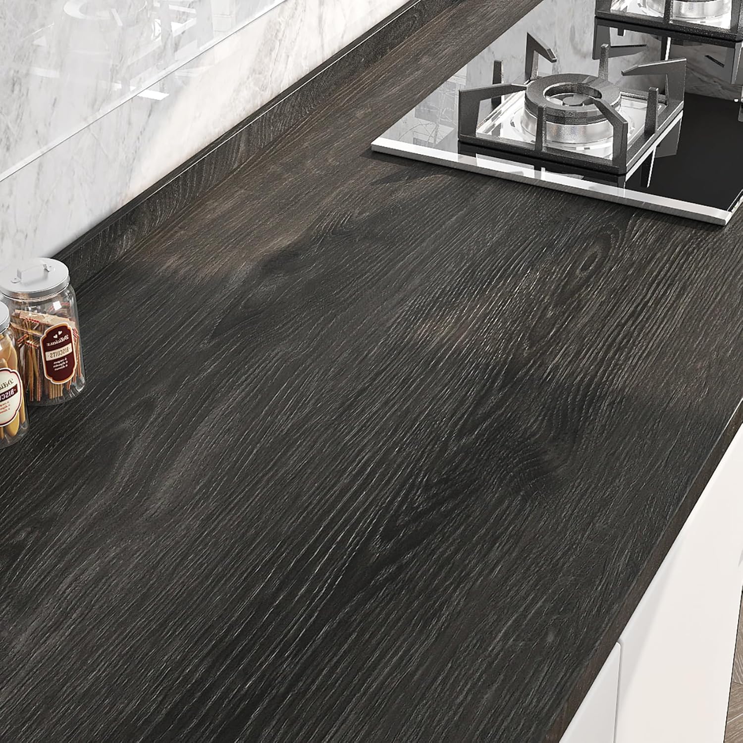 Livelynine Dark Gray Wood Contact Paper for Countertops Waterproof 15 ...