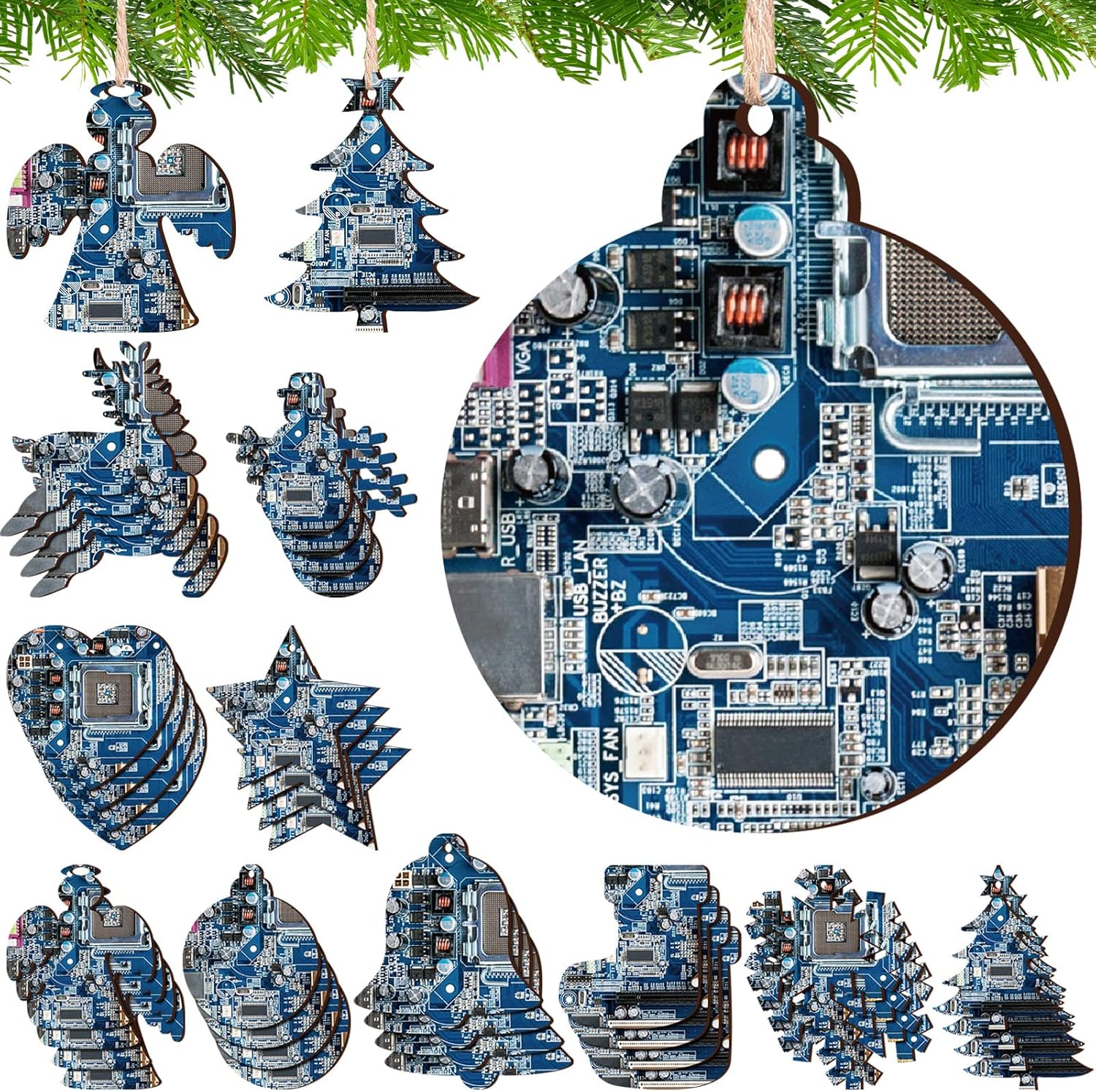 Amazon.com: 40 Pcs Christmas Ornaments Computer Blue Motherboard ...