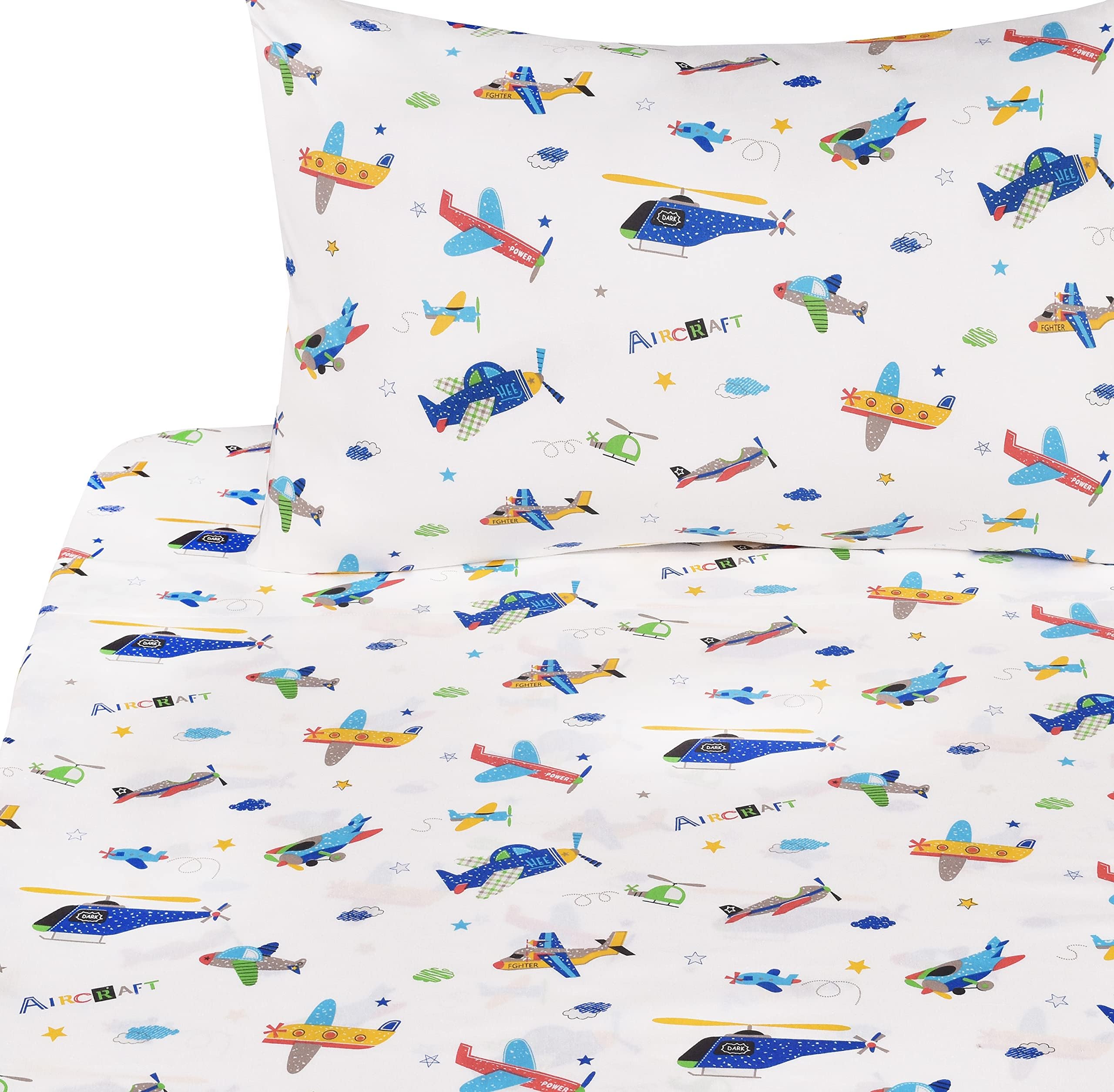 Amazon.com: Aircraft Bedding Set Airplanes Fitted Sheet & Pillow Sham ...