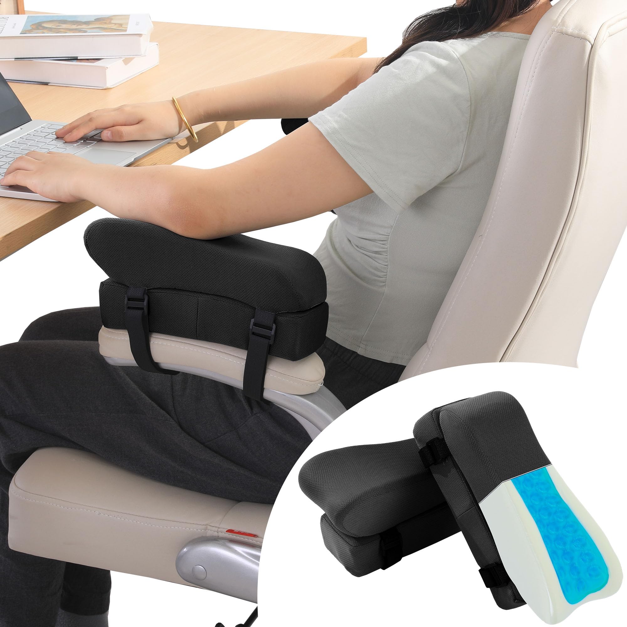 Snapklik.com : MABOZOO Gel Ergonomic Office Chair Arm Pads, Set Of 2 ...