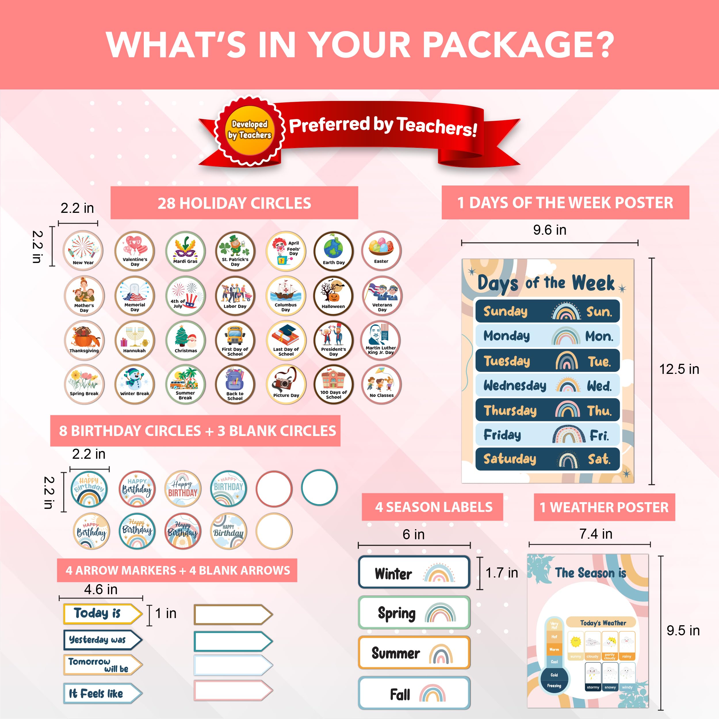 Snapklik.com : Decorably 148 Pcs Cutouts Boho Rainbow Themed ...