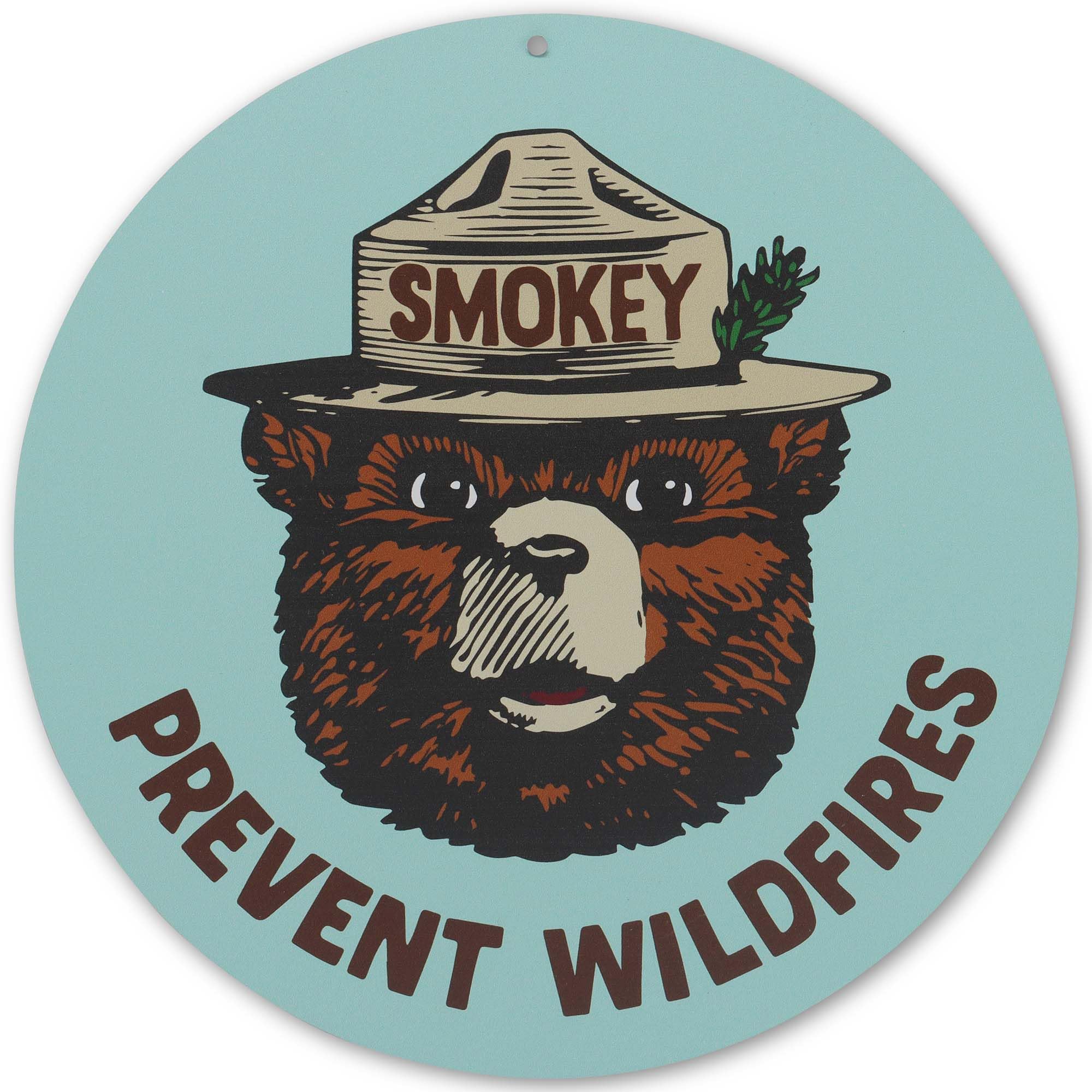 Amazon.com : Smokey Bear Prevent Wildfires Blue Round Metal Sign ...