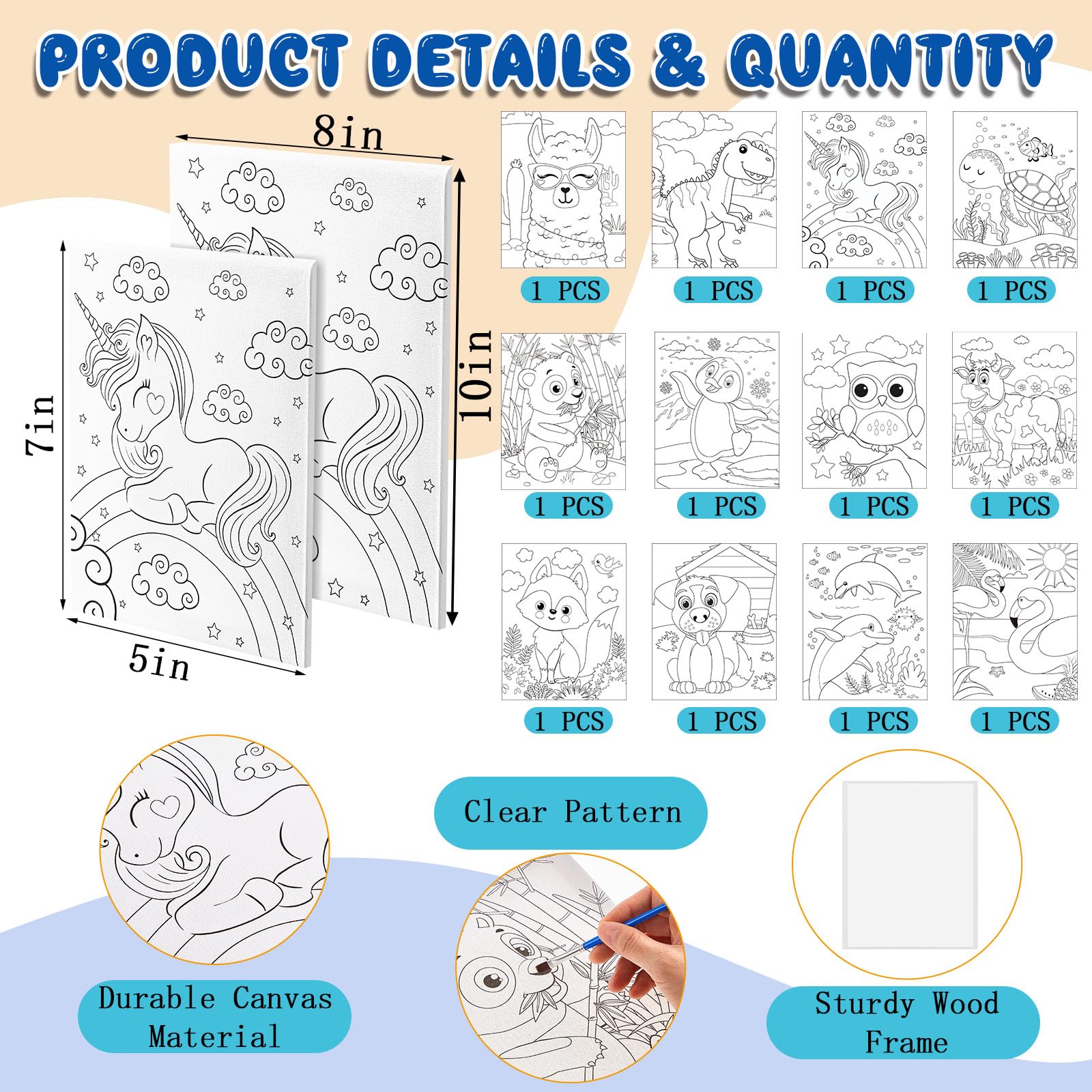 Snapklik.com : Ctosree 12 Pcs Pre Drawn Canvas For Painting For Kids 5 ...
