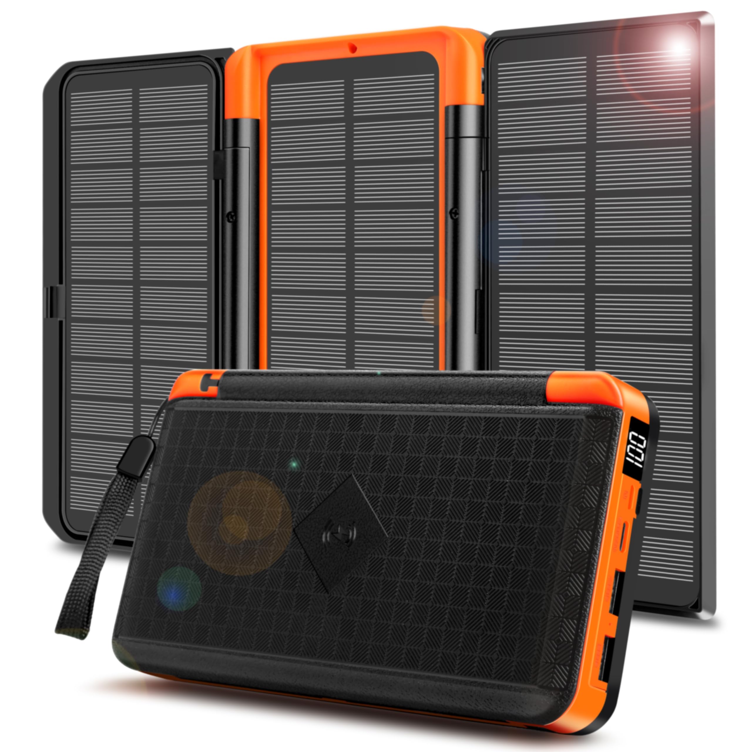 Snapklik.com : Solar Powered Power Bank LED Display, 20000mAh Full ...
