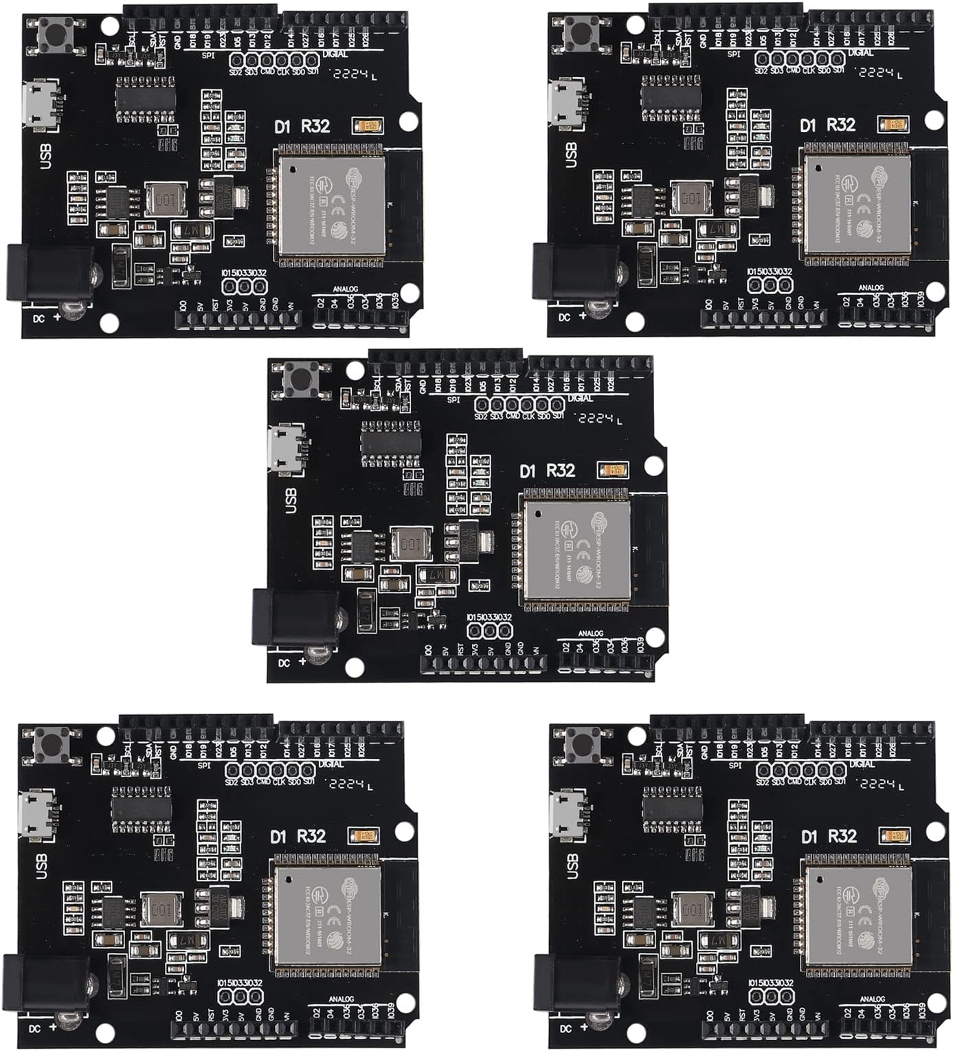 Amazon.com: 5Pcs ESP32 ESP-32 WiFi Bluetooth Board Module CH340 4MB ...